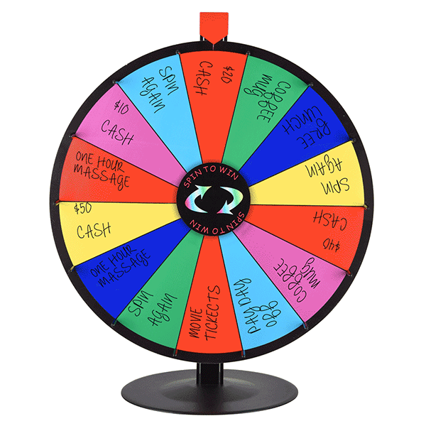 WinSpin® 24" Editable Tabletop Prize Wheel Lottery Fortune Game ...