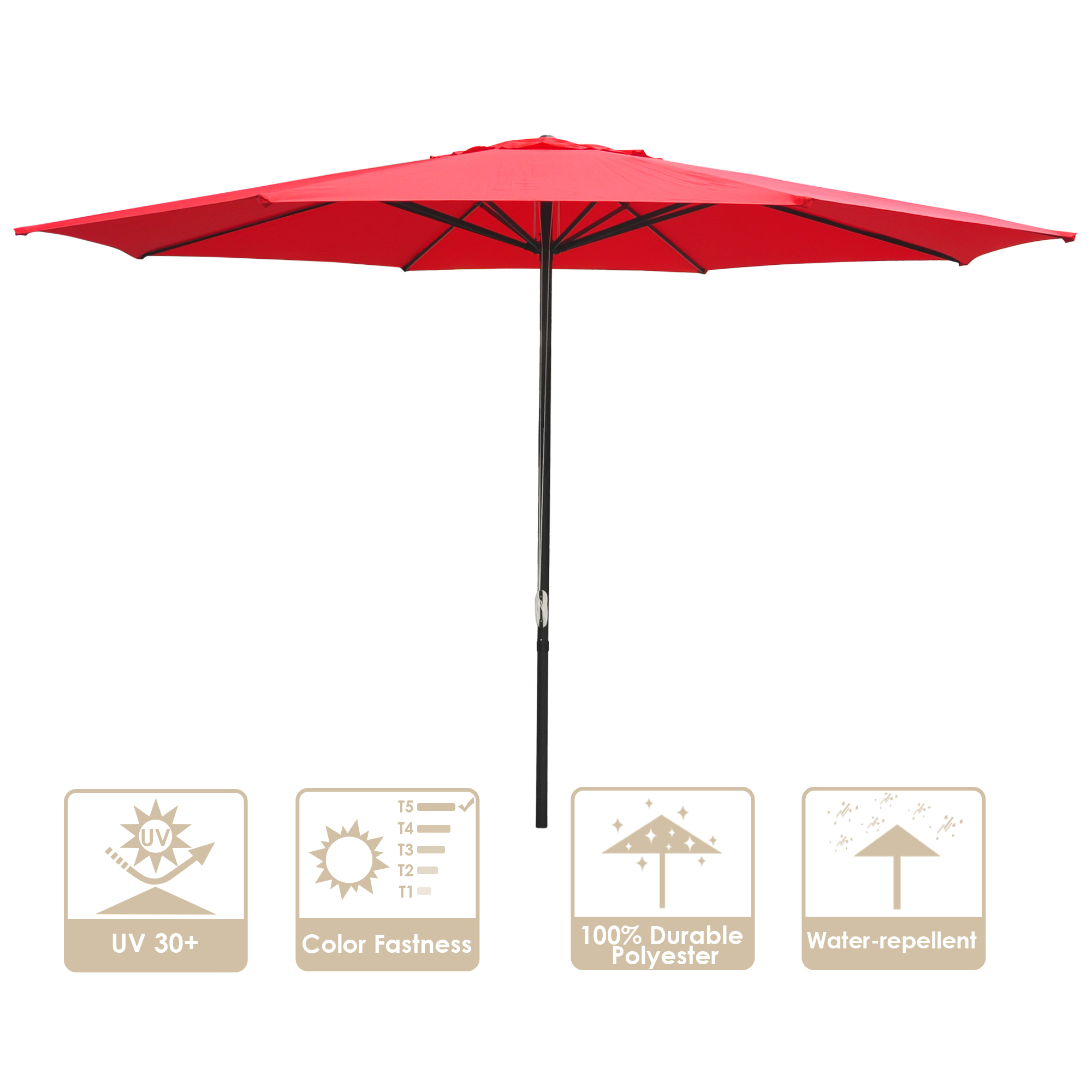 13ft 8 Ribs Outdoor Patio Umbrella Sun Shade Market Aluminum UV Block ...
