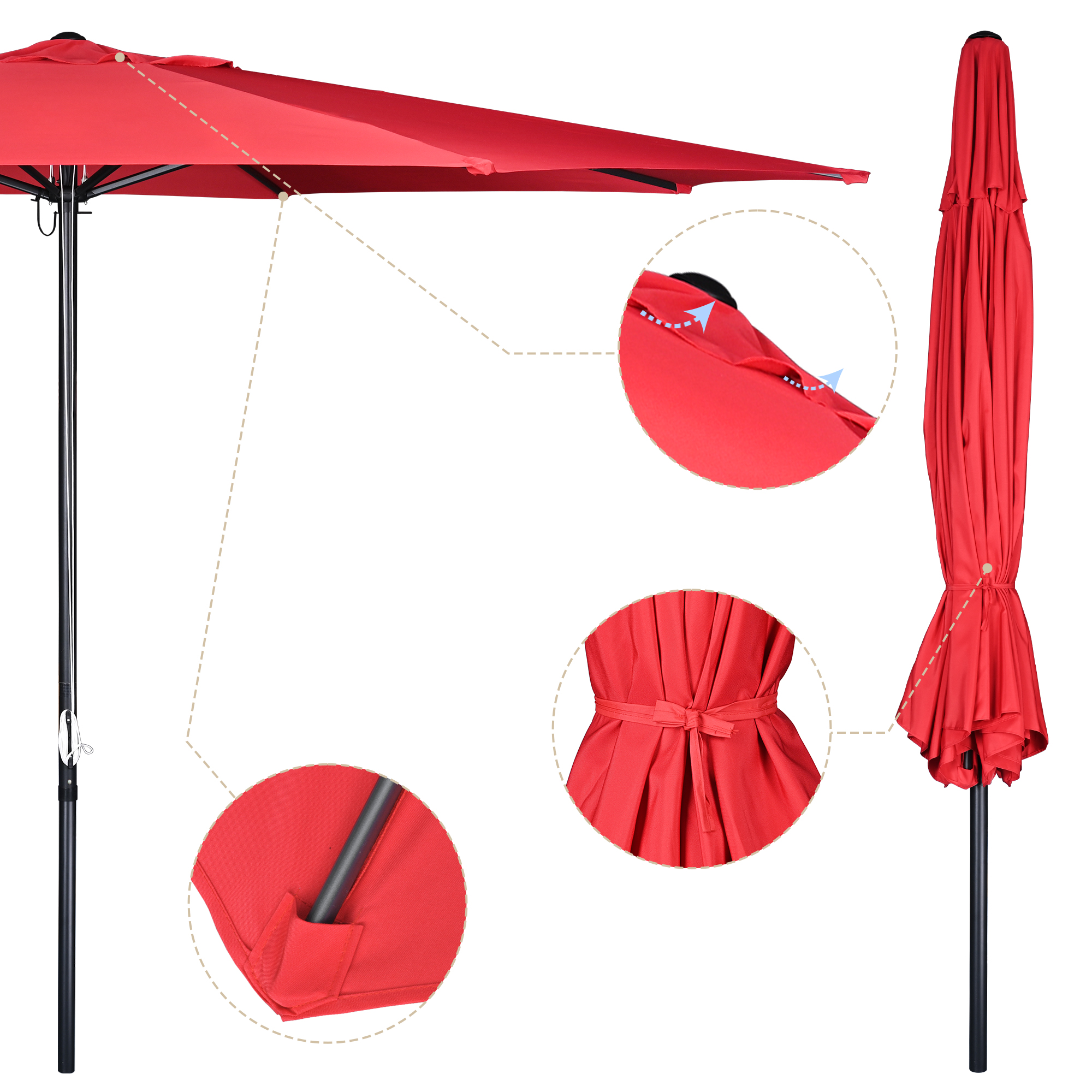 13ft 8 Ribs Outdoor Patio Umbrella Sun Shade Market Aluminum UV Block ...