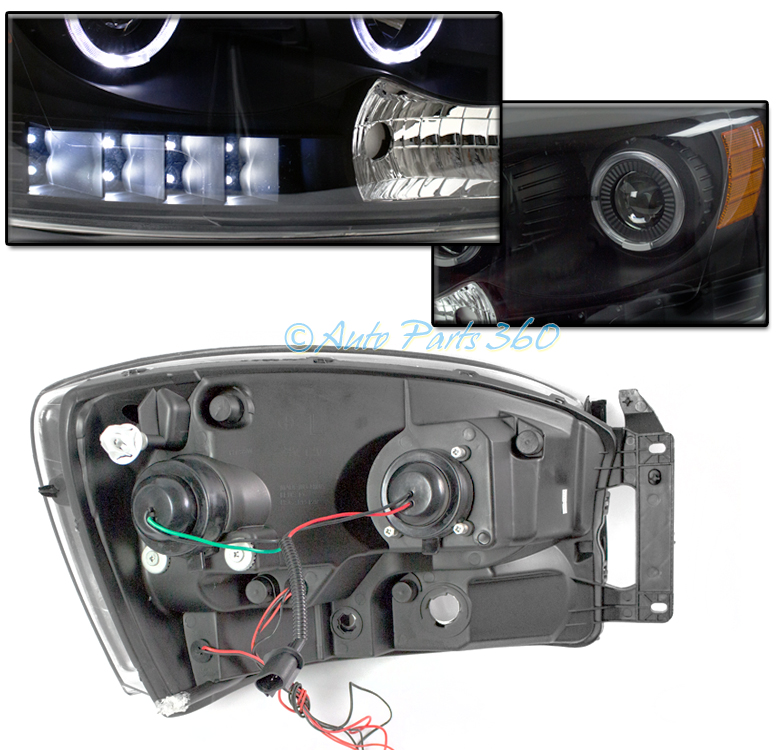 FOR 06-08 RAM 1500 HALO LED PROJECTOR HEADLIGHT LAMP BLACK W/50W 6000K ...