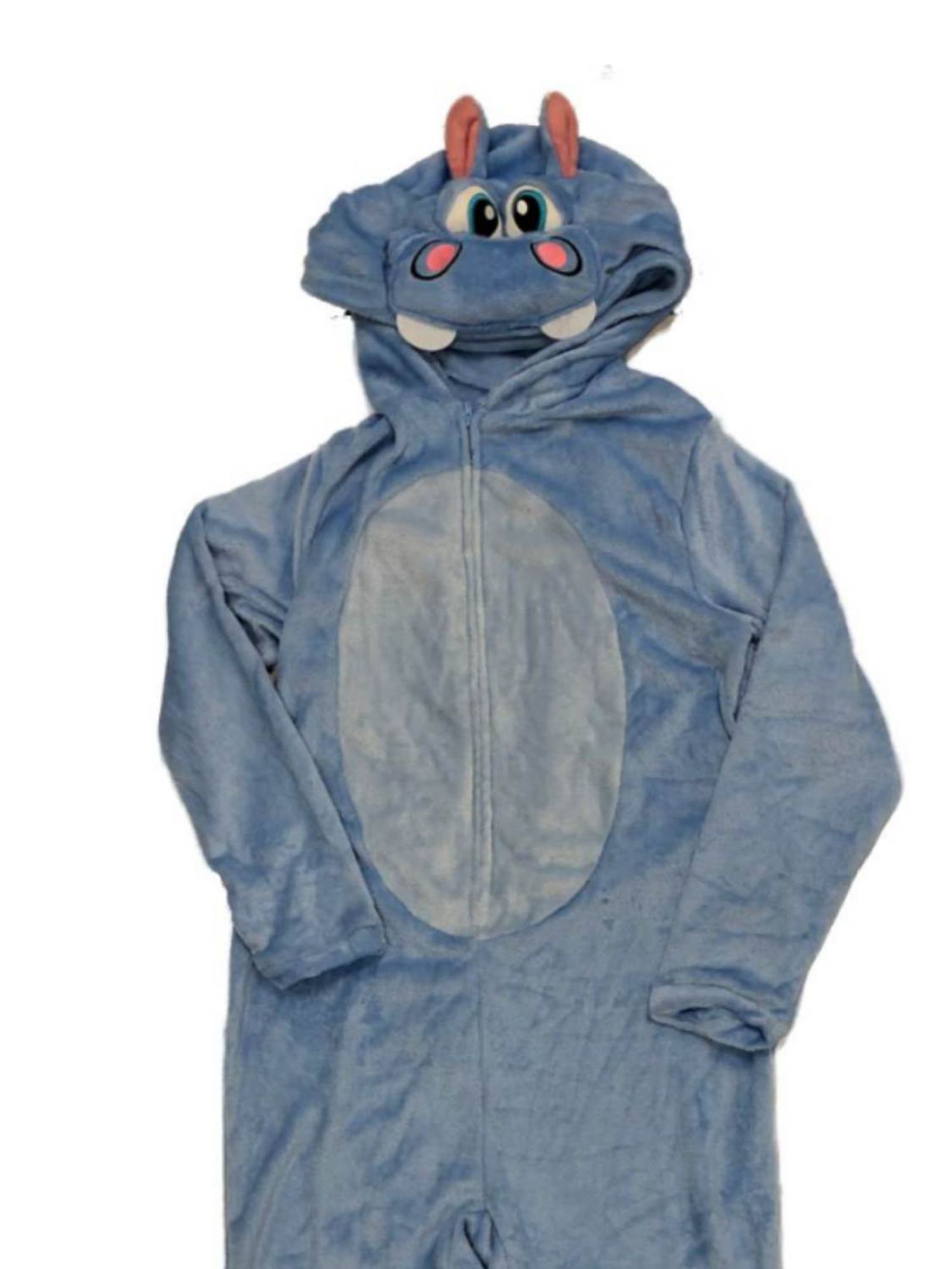 Mens Plush Blue Hippo Hoodie Union Suit Blanket Sleeper Hippopotamus ...
