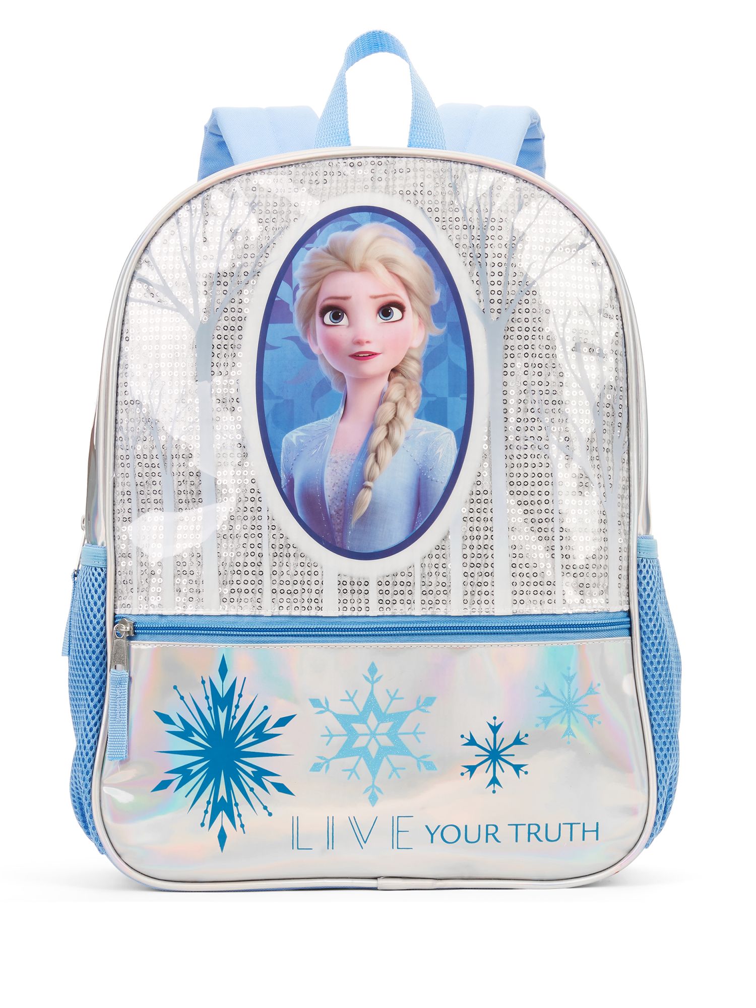 Disney Frozen Elsa 16" Backpack With Silver Sequins, School Book Bag