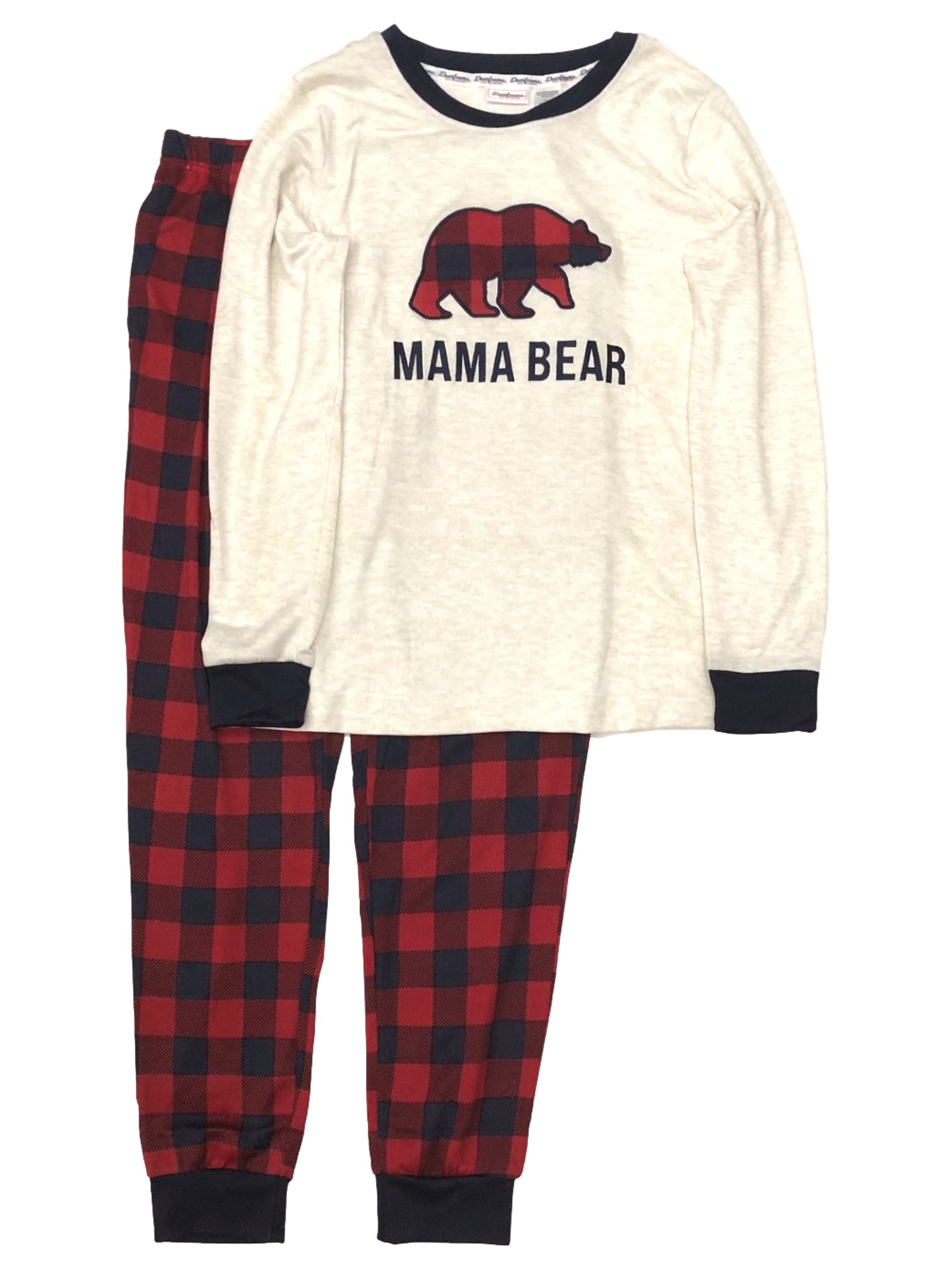 Womens Cozy Red Buffalo Plaid Mama Bear Pajamas Christmas Sleep Set | eBay