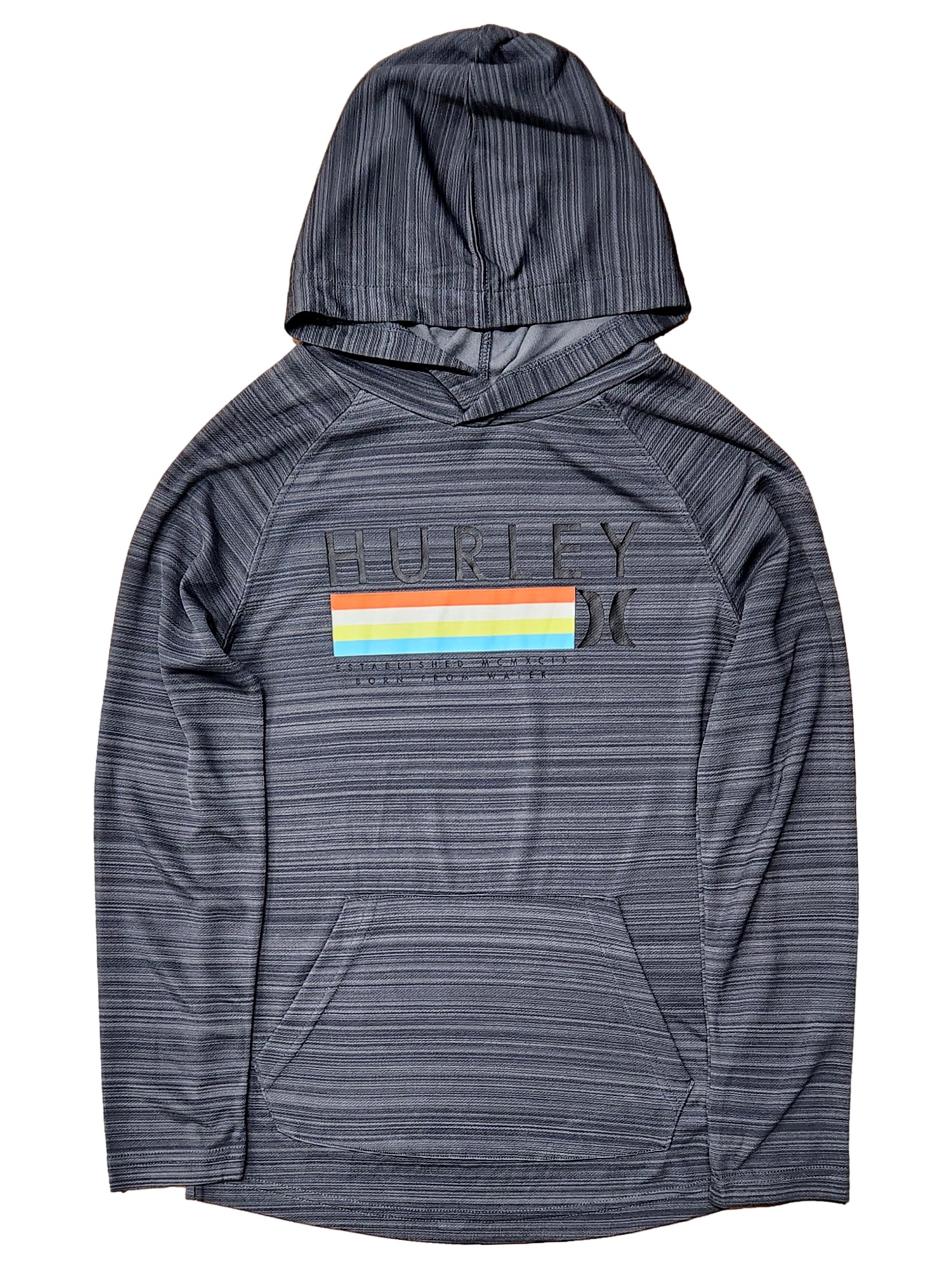 Hurley Boys Gray Hurley Logo Hooded Long Sleeved H20-Dri T-Shirt Hoodie ...