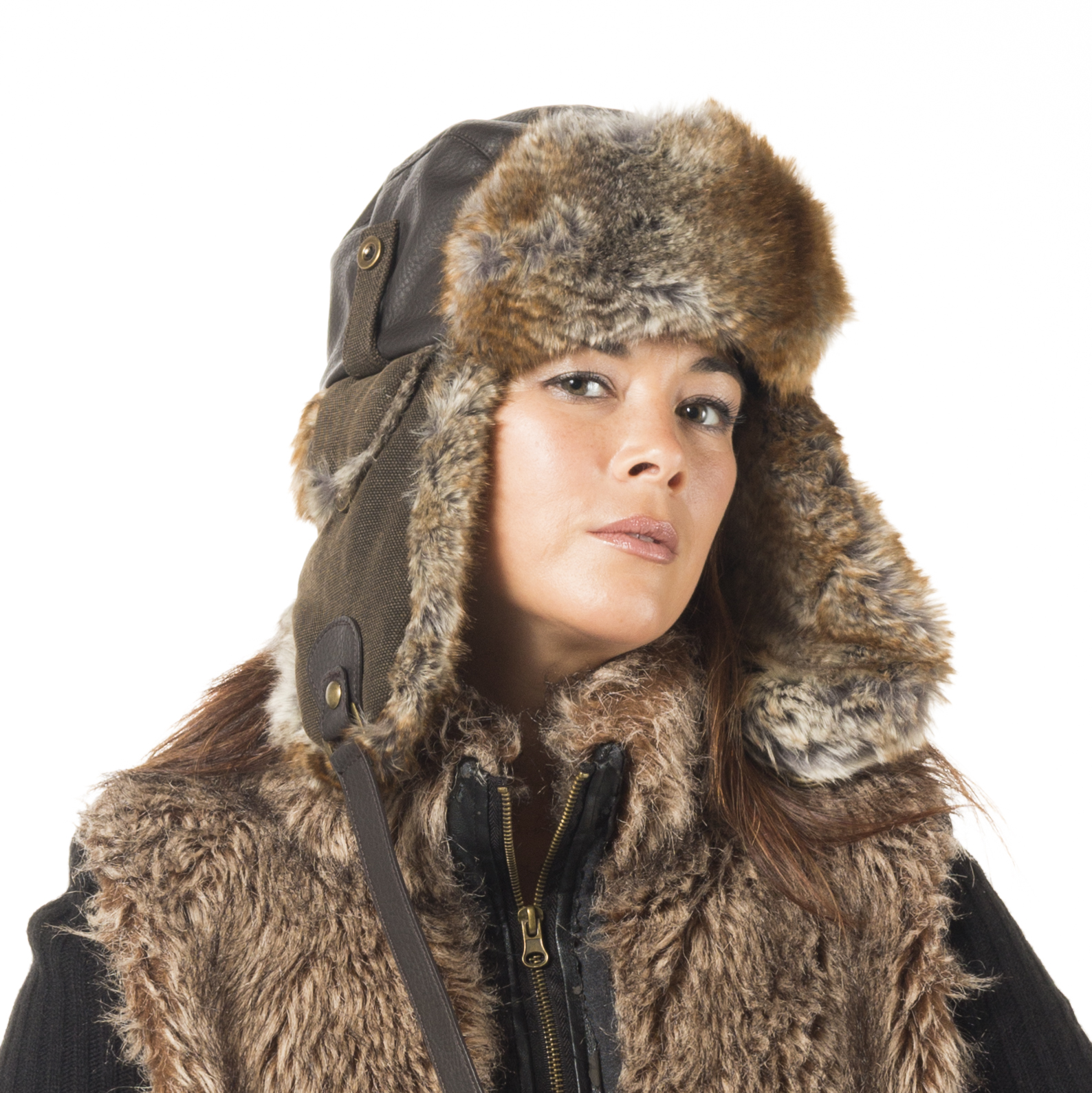 Ultrafino Sitka Unique Trapper Aviator Bomber Hat Extra Soft Faux Fur ...