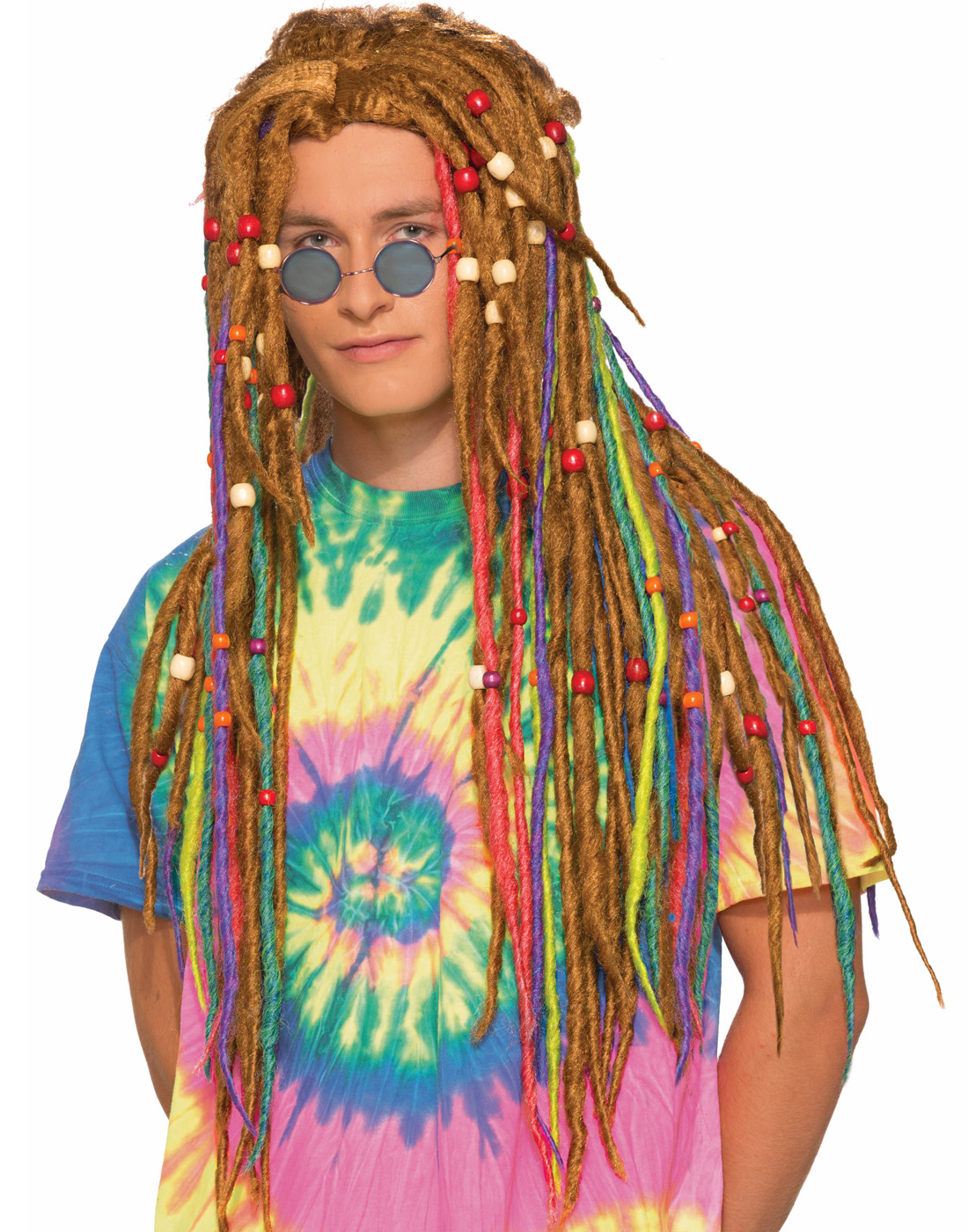 Rainbow Hippie Dreads Wig 60's 70's Long Dread Locks with Beads Wig | eBay
