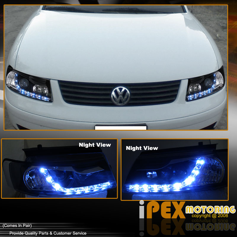 BLACK 97-00 VW Passat B5 ULTRA LED Projector Head Lights Corner Turn ...