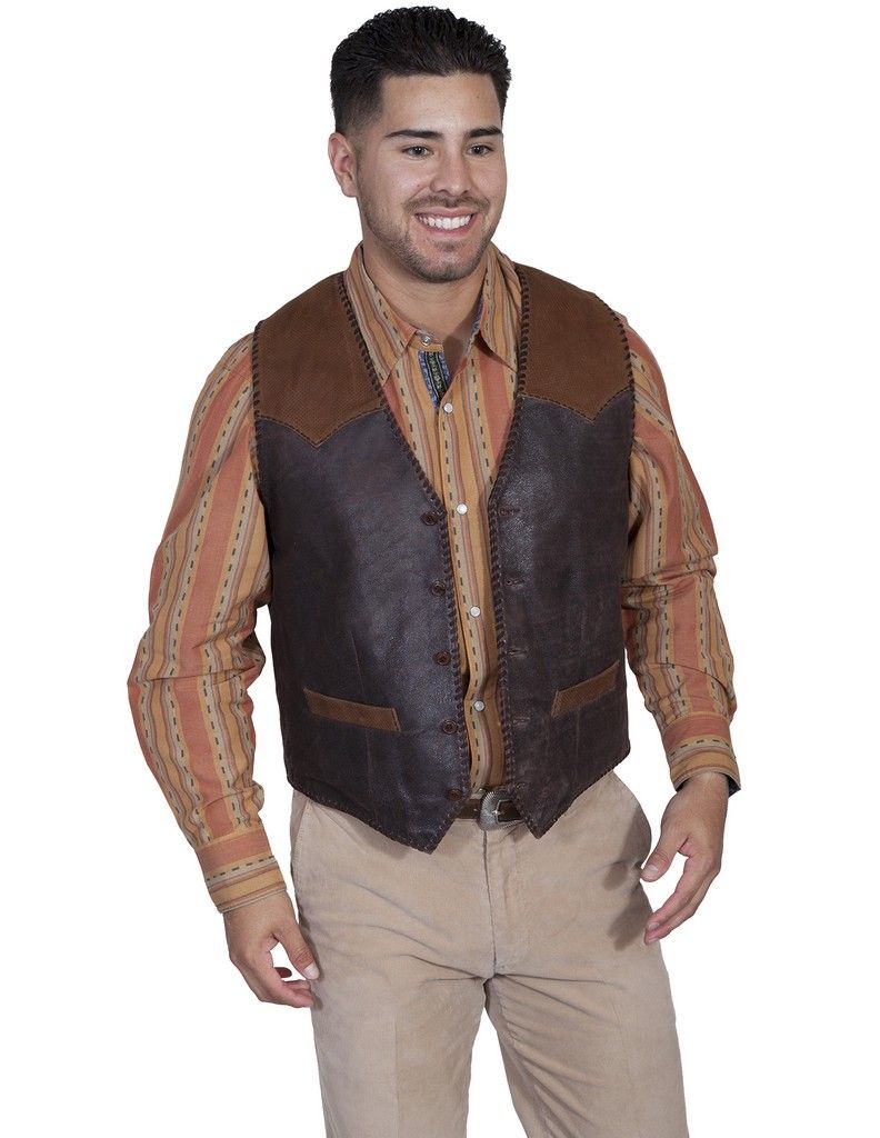 Scully Western Vest Mens Quality Masculine Leather Suede Button 411 | eBay