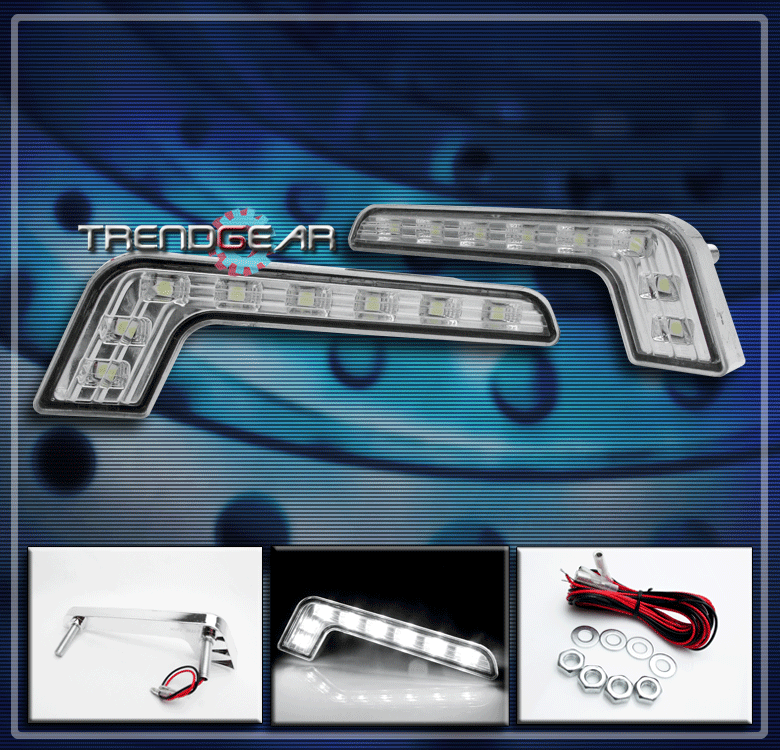 MERCEDES L-STYLE 8-LED WHITE DRL DAYTIME RUNNING BUMPER FOG LIGHTS ...