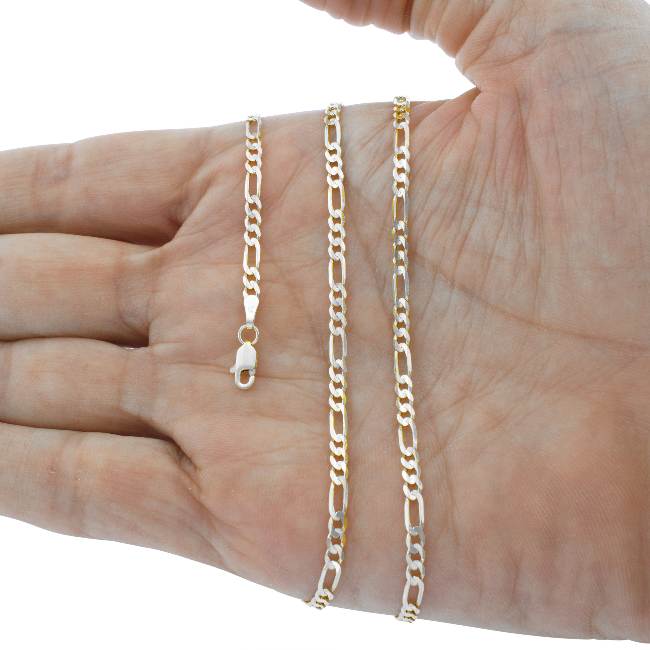 10K White Gold Men Women 2 5mm 7 5mm Solid Figaro Chain Pendant 10K White Gold Men Women 2 5mm 7 5mm Solid Figaro Chain Pendant