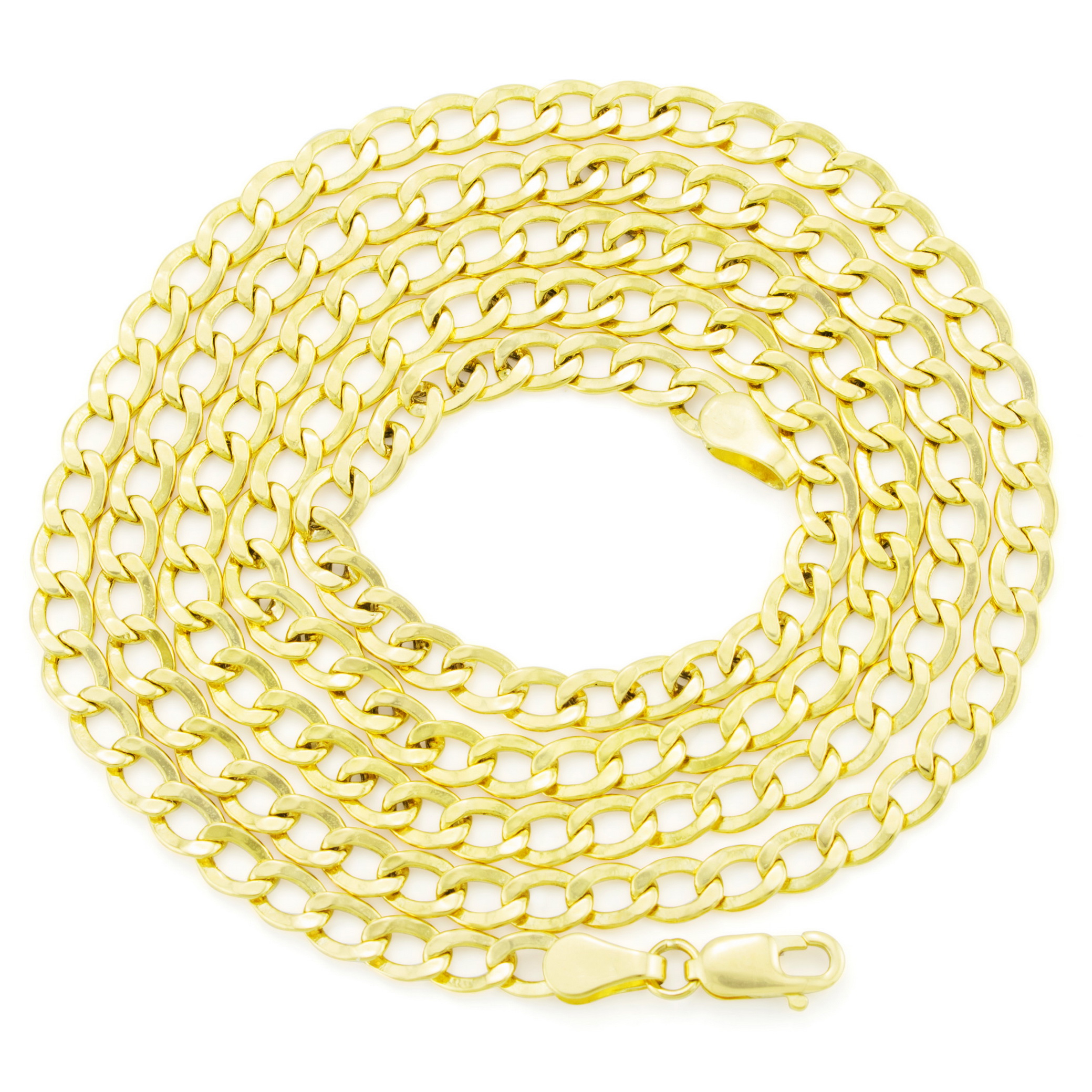 Real 10K Yellow Gold 3.5mm Womens Cuban Link Curb Chain Bracelet Anklet ...