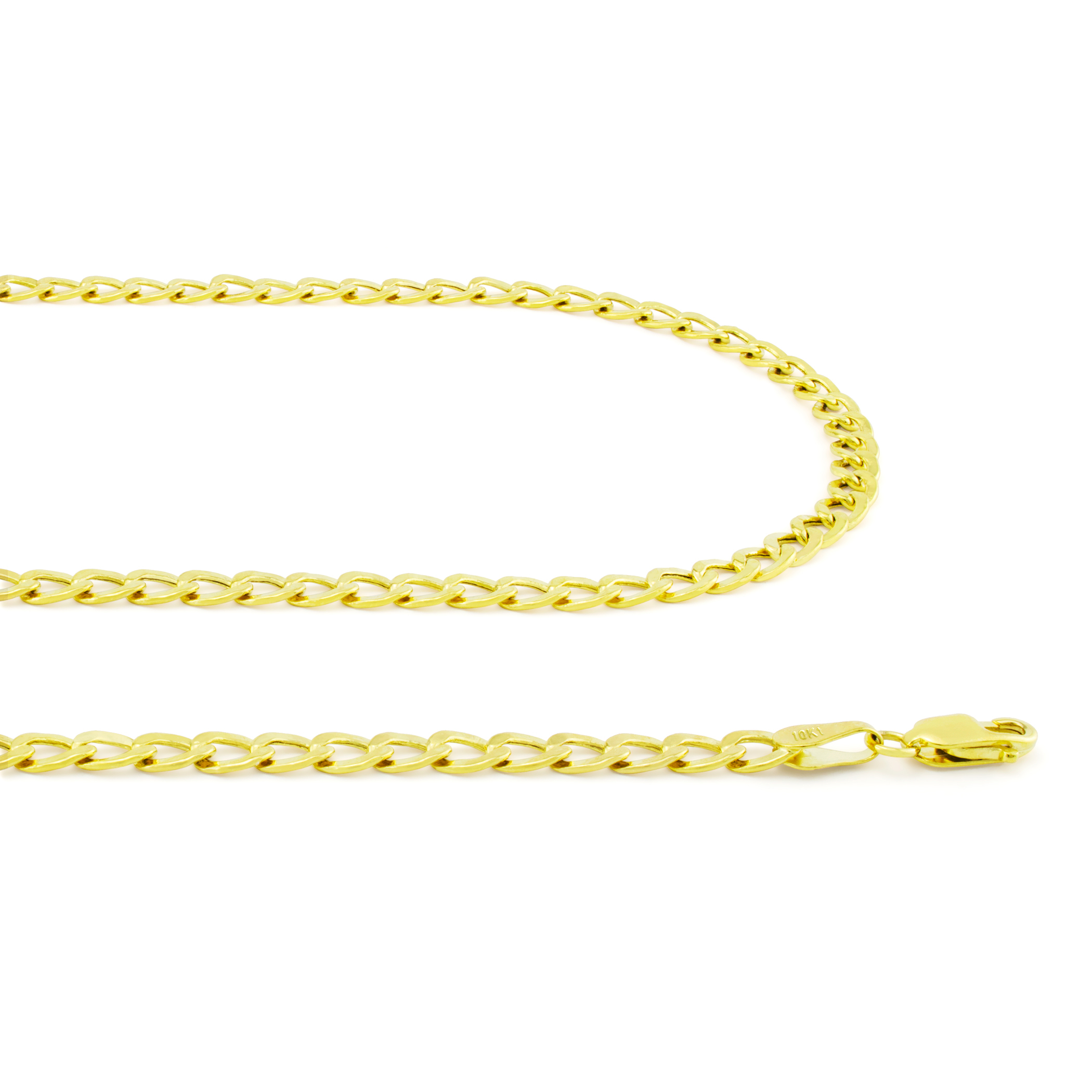 Real 10K Yellow Gold 3.5mm Womens Cuban Link Curb Chain Bracelet Anklet ...