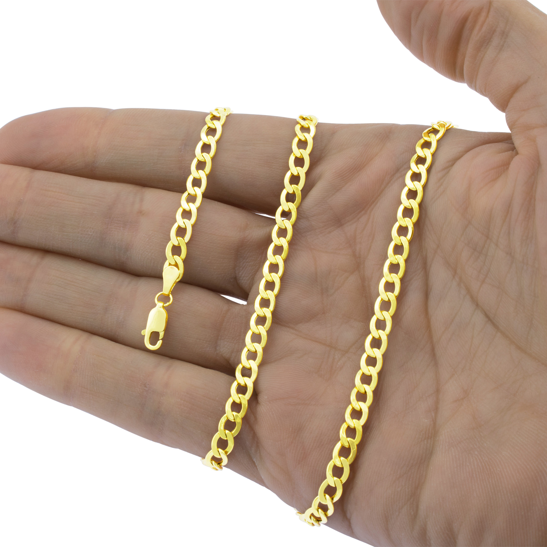 10K Yellow Gold Genuine 4 5mm Curb Cuban Link Chain Necklace Mens Women 10K Yellow Gold Genuine 4 5mm Curb Cuban Link Chain Necklace Mens Women