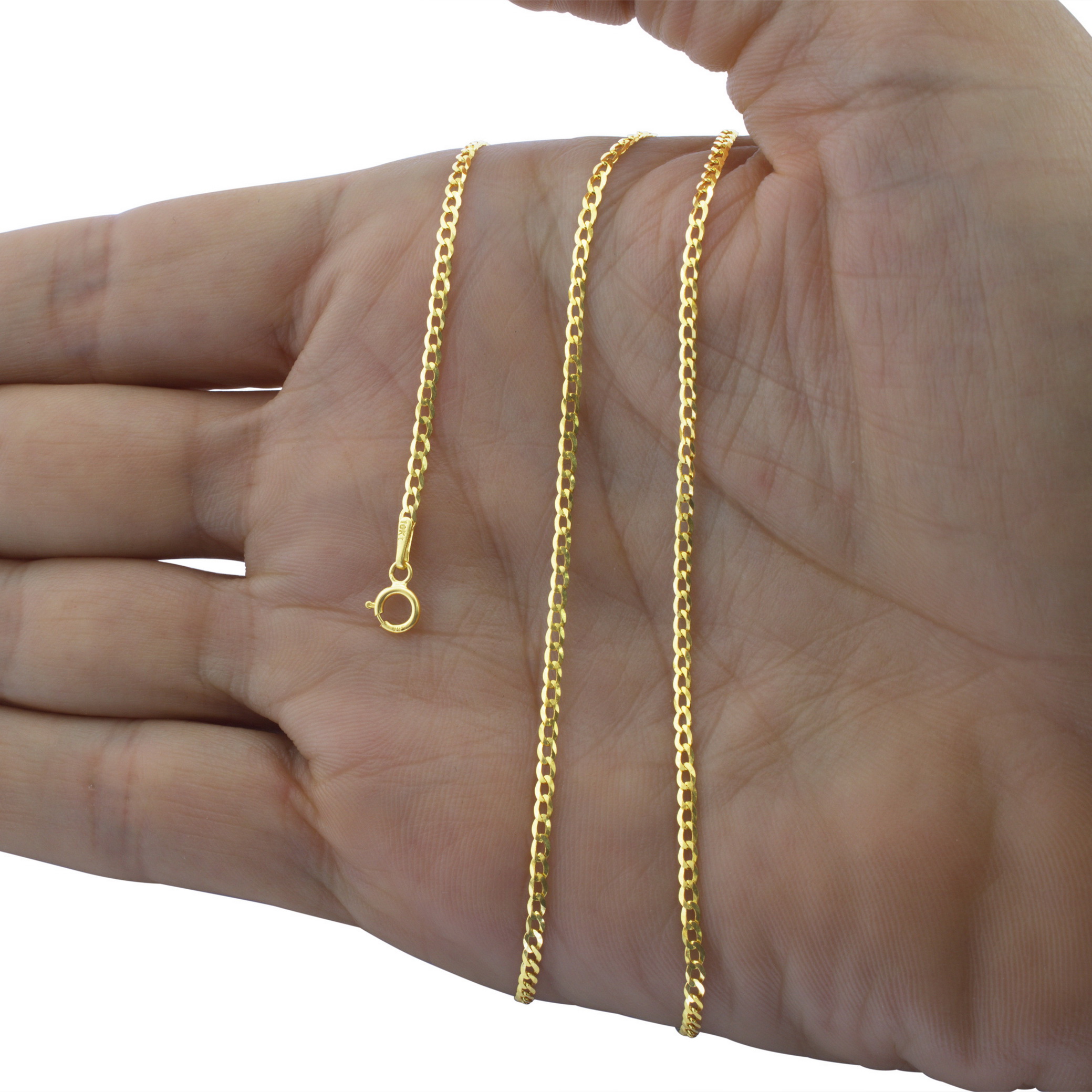 10K Yellow Gold Solid 2mm-12.5mm Cuban Curb Chain Link Pendant Necklace ...