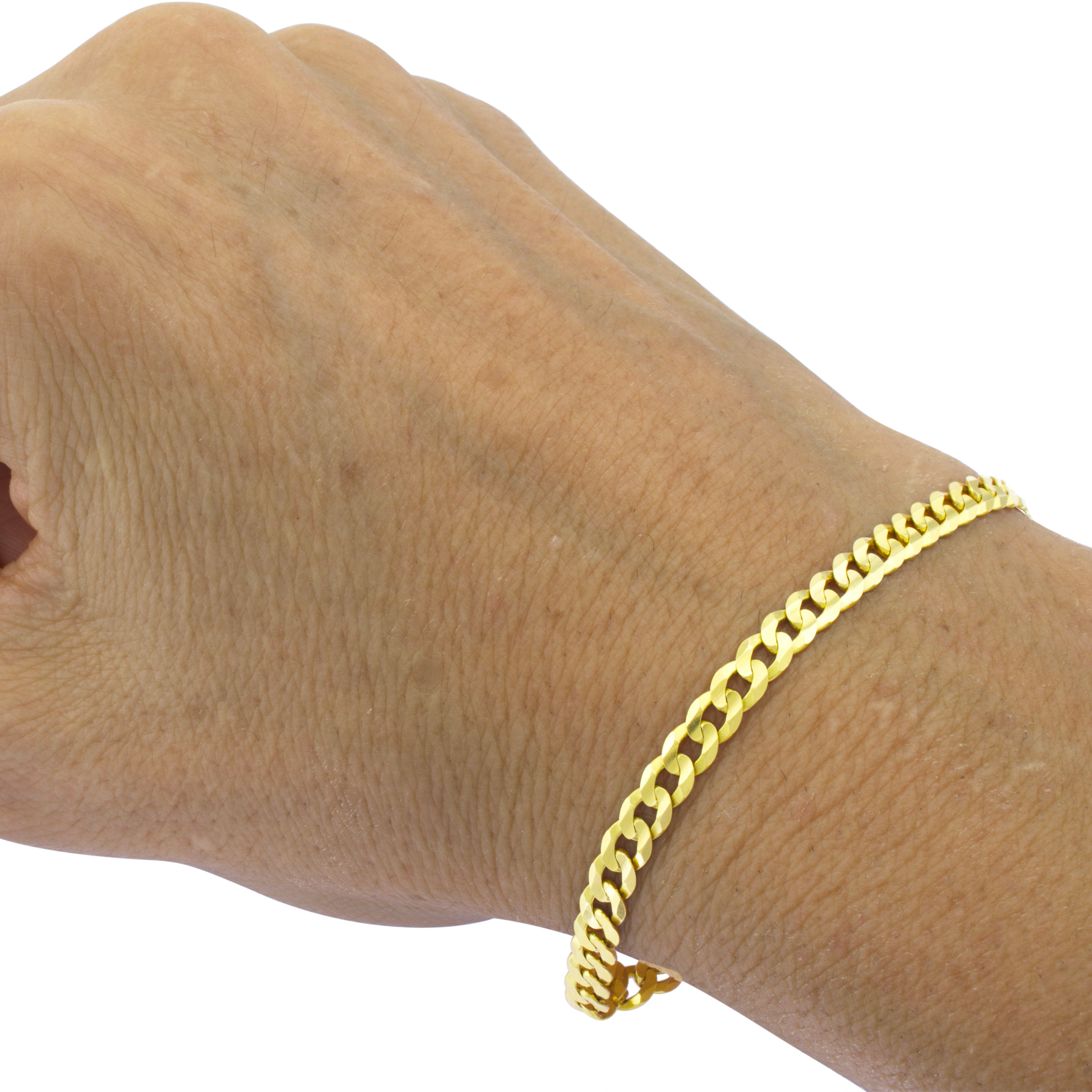 Genuine 10K Real Yellow Gold 2.5mm-11mm Cuban Curb Link Chain Bracelet ...