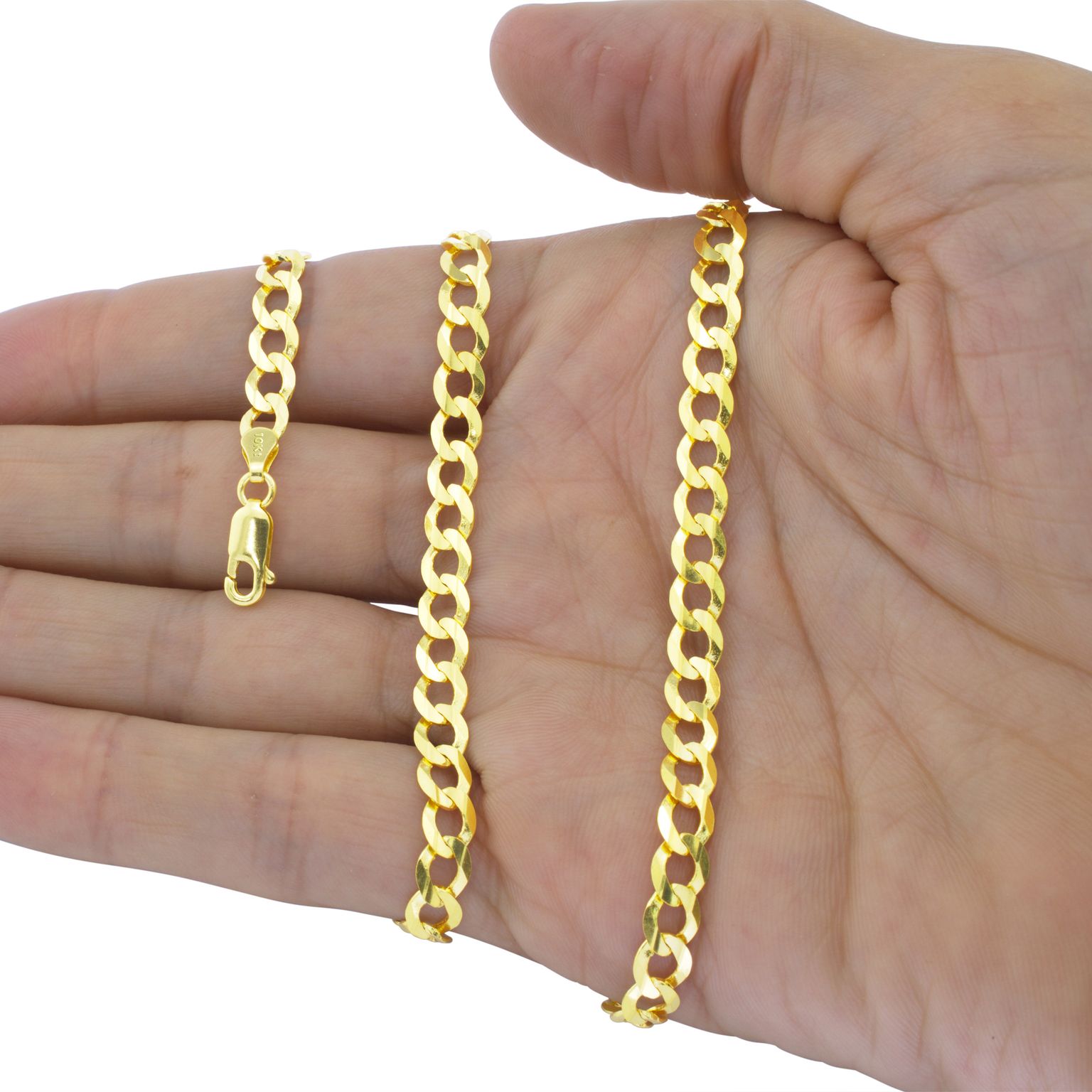 10K Yellow Gold Solid 2mm-12.5mm Cuban Curb Chain Link Pendant Necklace ...