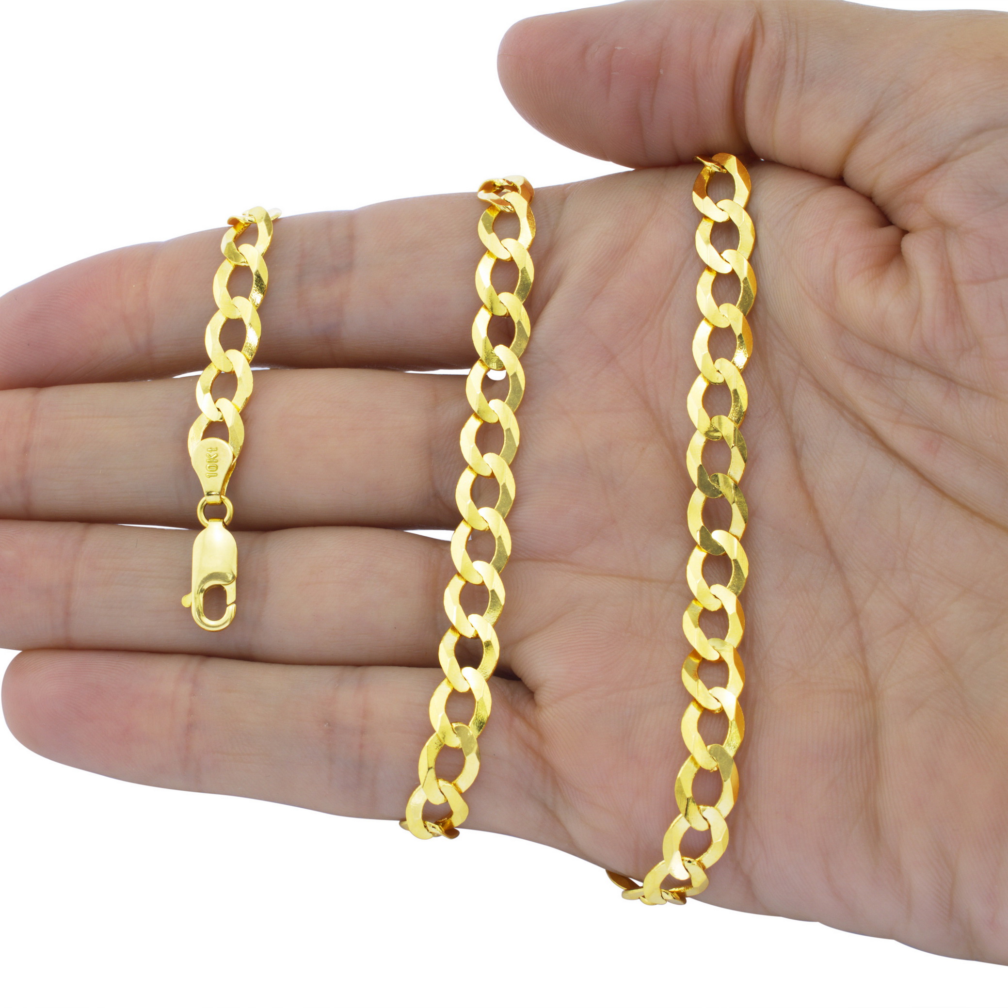 Real 10K Solid Yellow Gold Genuine 7mm Cuban Curb Chain Link Bracelet 8 ...
