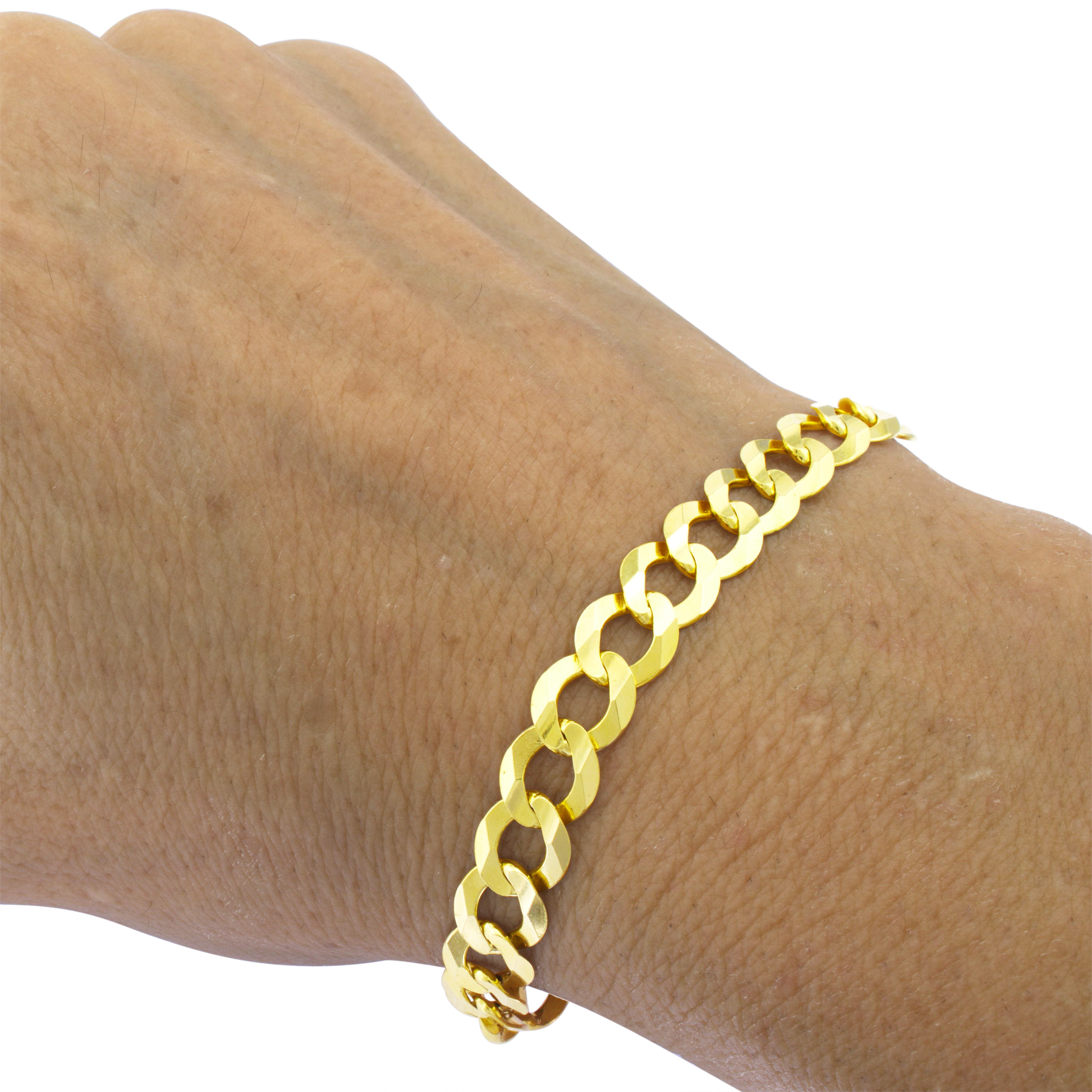 Genuine 10K Real Yellow Gold 2.5mm-11mm Cuban Curb Link Chain Bracelet ...