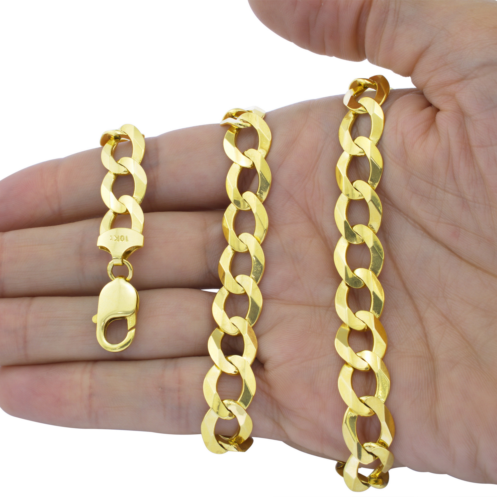 10K Yellow Gold Solid 2mm-12.5mm Cuban Curb Chain Link Pendant Necklace ...