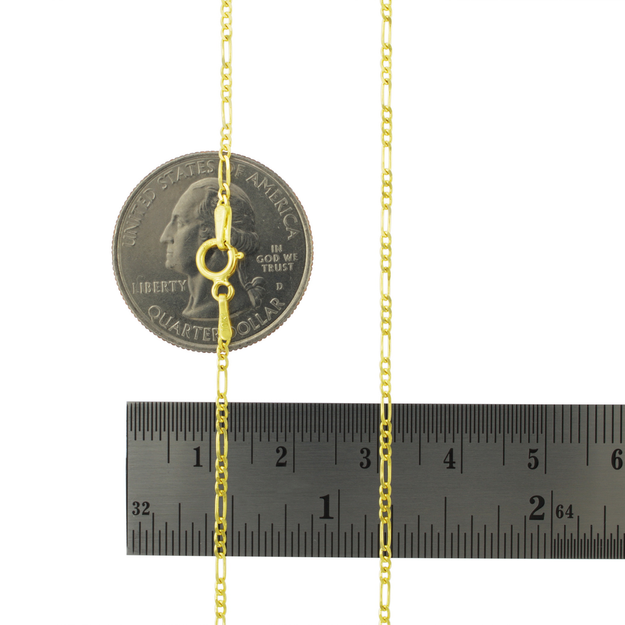 10K Real Yellow Gold 2mm Italian Figaro Chain Link Pendant Necklace 16 ...