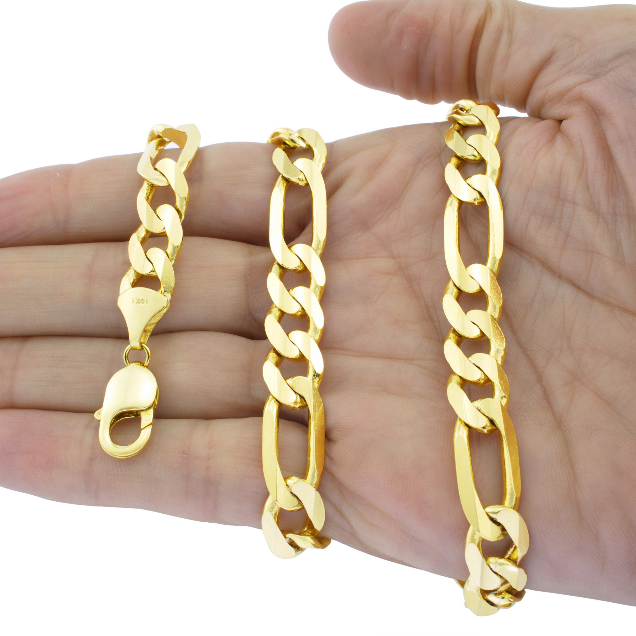 Solid 10K Yellow Gold Mens 12 5mm Wide Heavy Figaro Link Chain Necklace Solid 10K Yellow Gold Mens 12 5mm Wide Heavy Figaro Link Chain Necklace