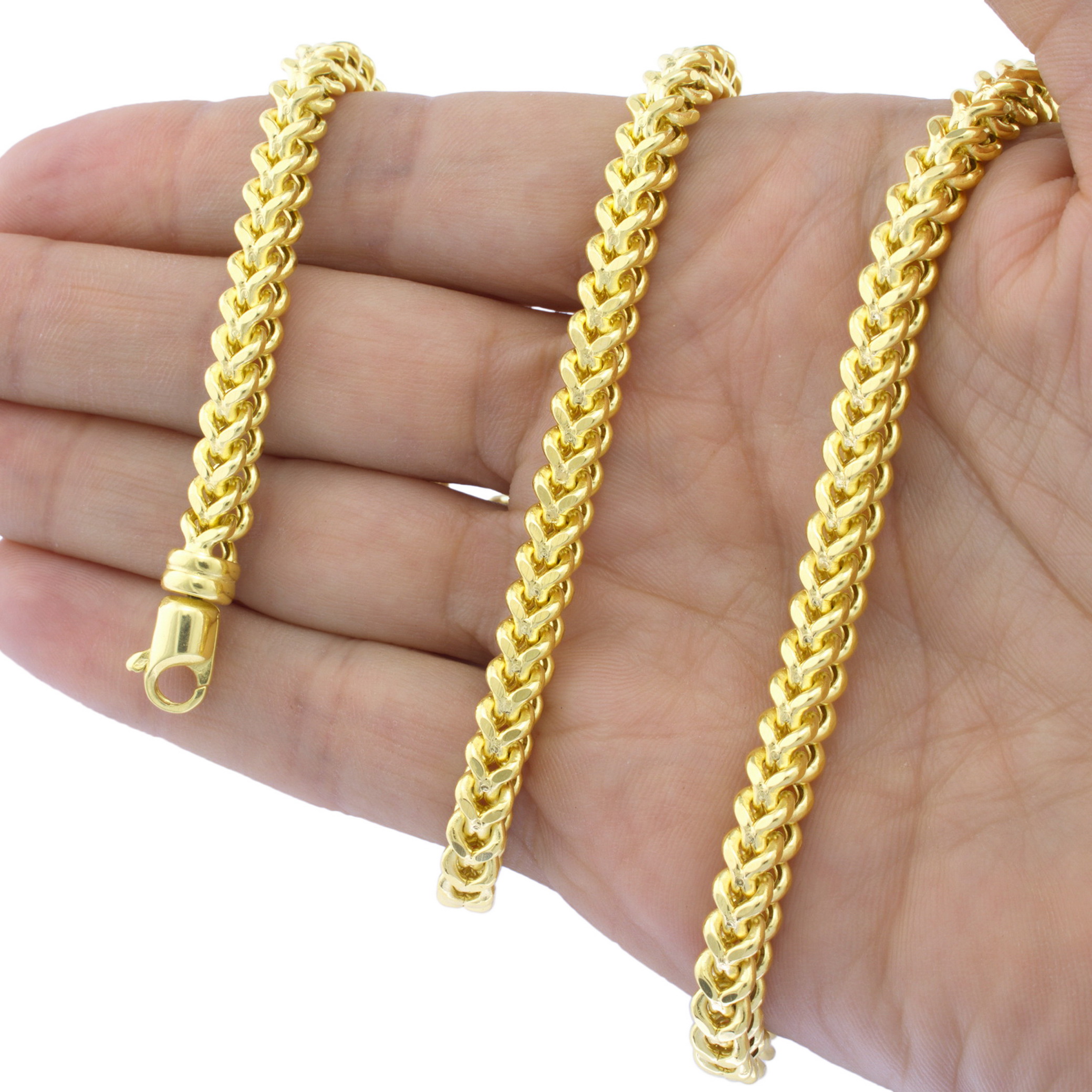 10K Yellow Gold 1 5mm 6mm Square Wheat Box Franco Chain Pendant 10K Yellow Gold 1 5mm 6mm Square Wheat Box Franco Chain Pendant
