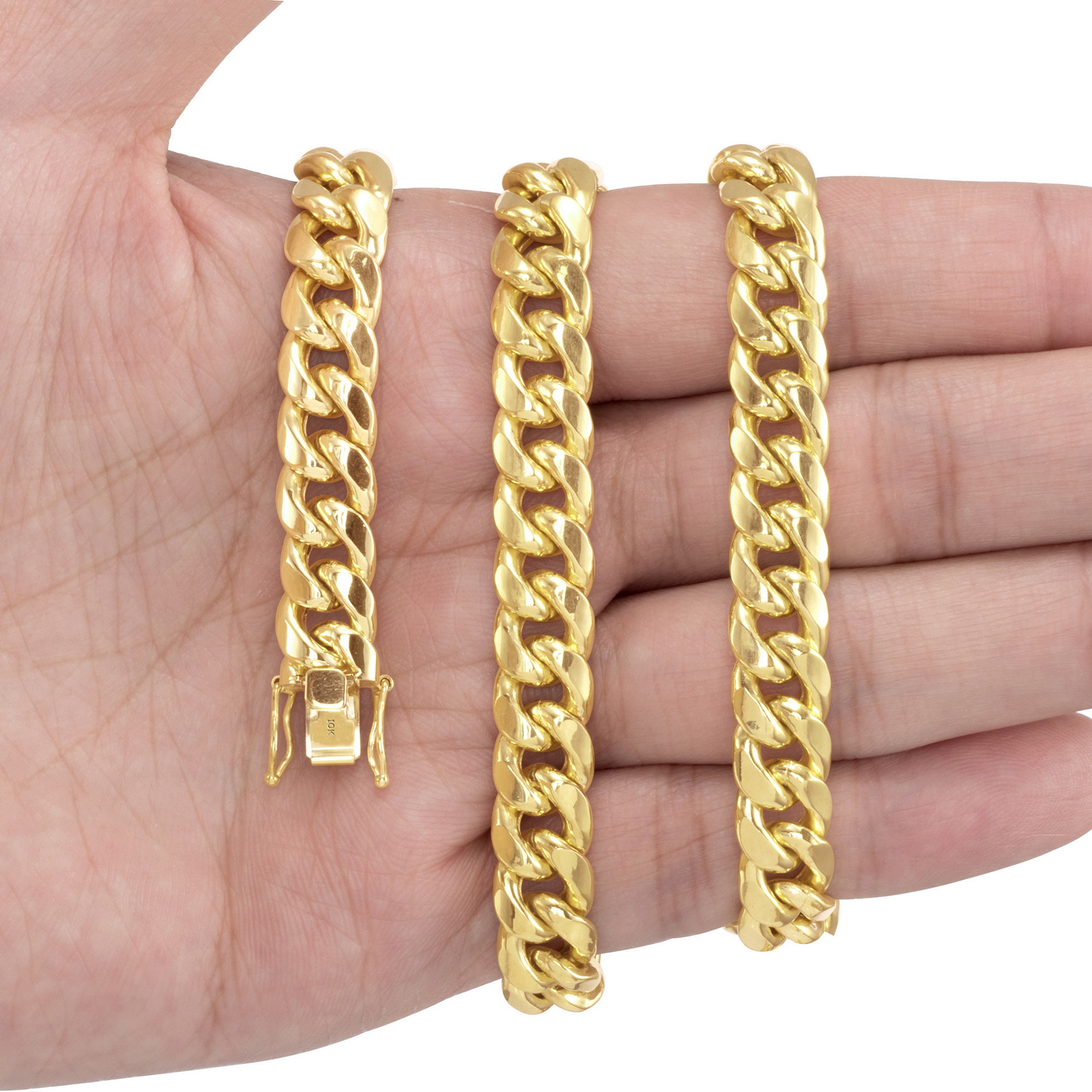 10K Yellow Gold Real 3.5mm-17mm Miami Cuban Link Chain Pendant Necklace ...