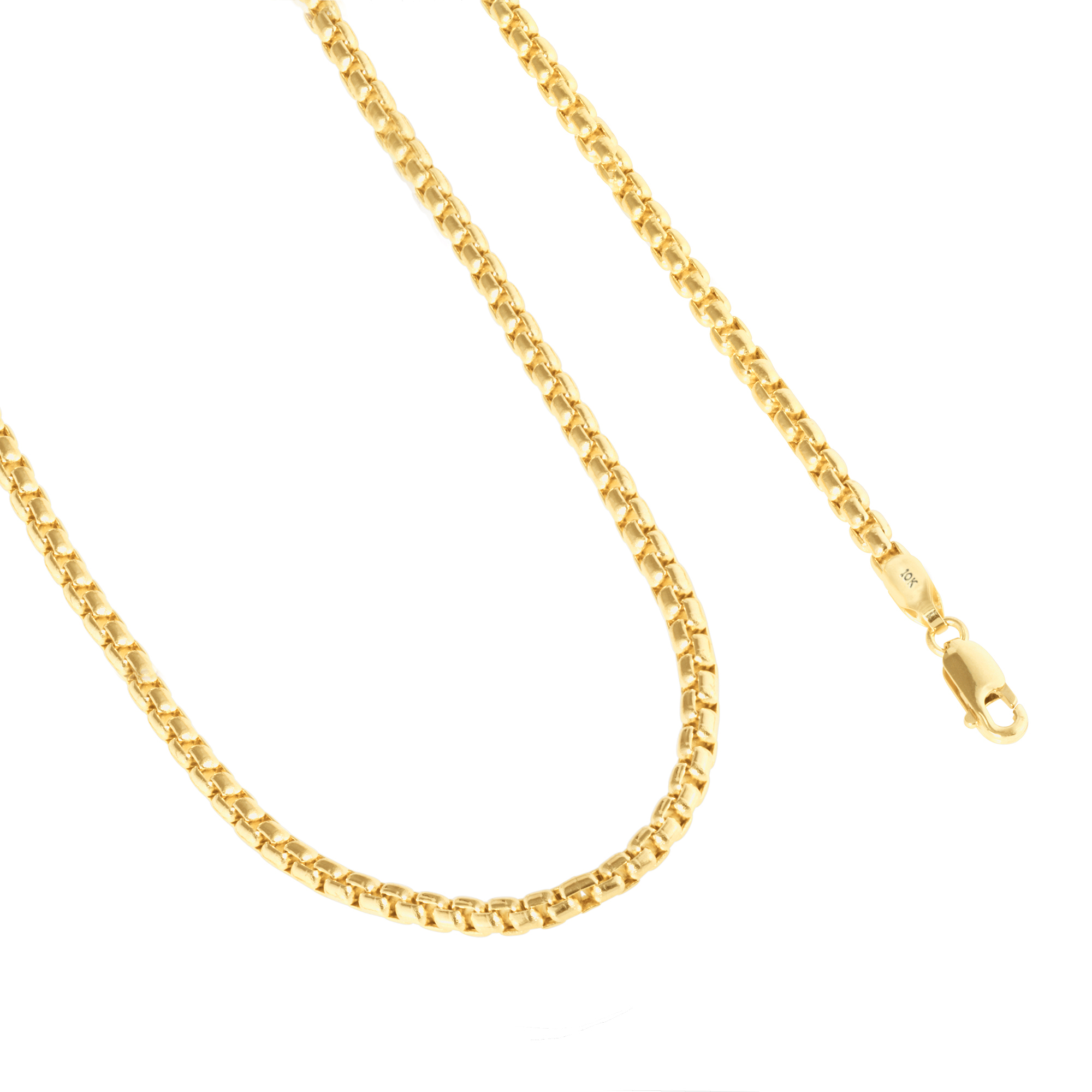 10K Yellow Gold Solid 2mm-4mm Venetian Round Box Chain Link Necklace 16 ...