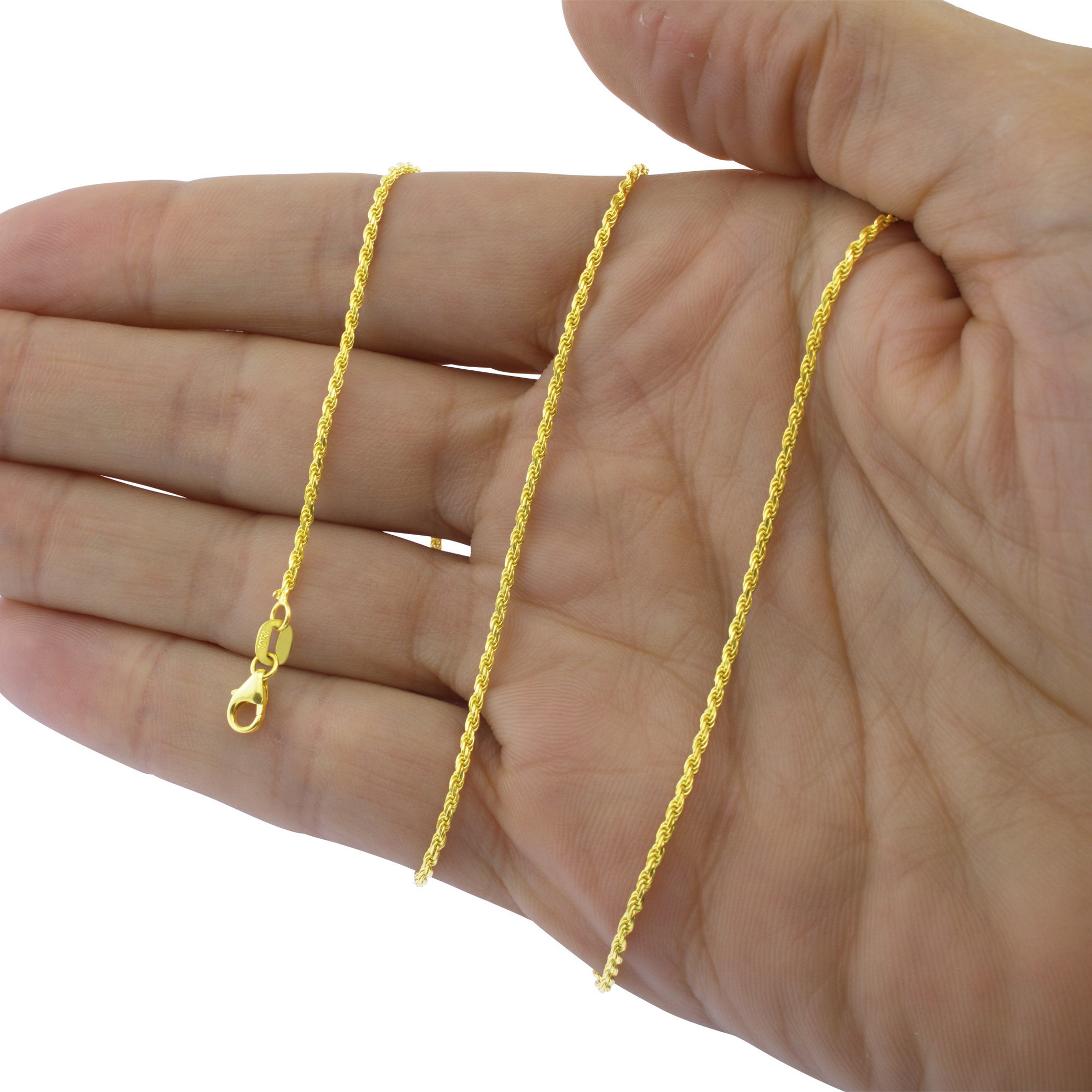 10K Yellow Gold 1mm-10mm Diamond Cut Solid Rope Chain Pendant Necklace ...