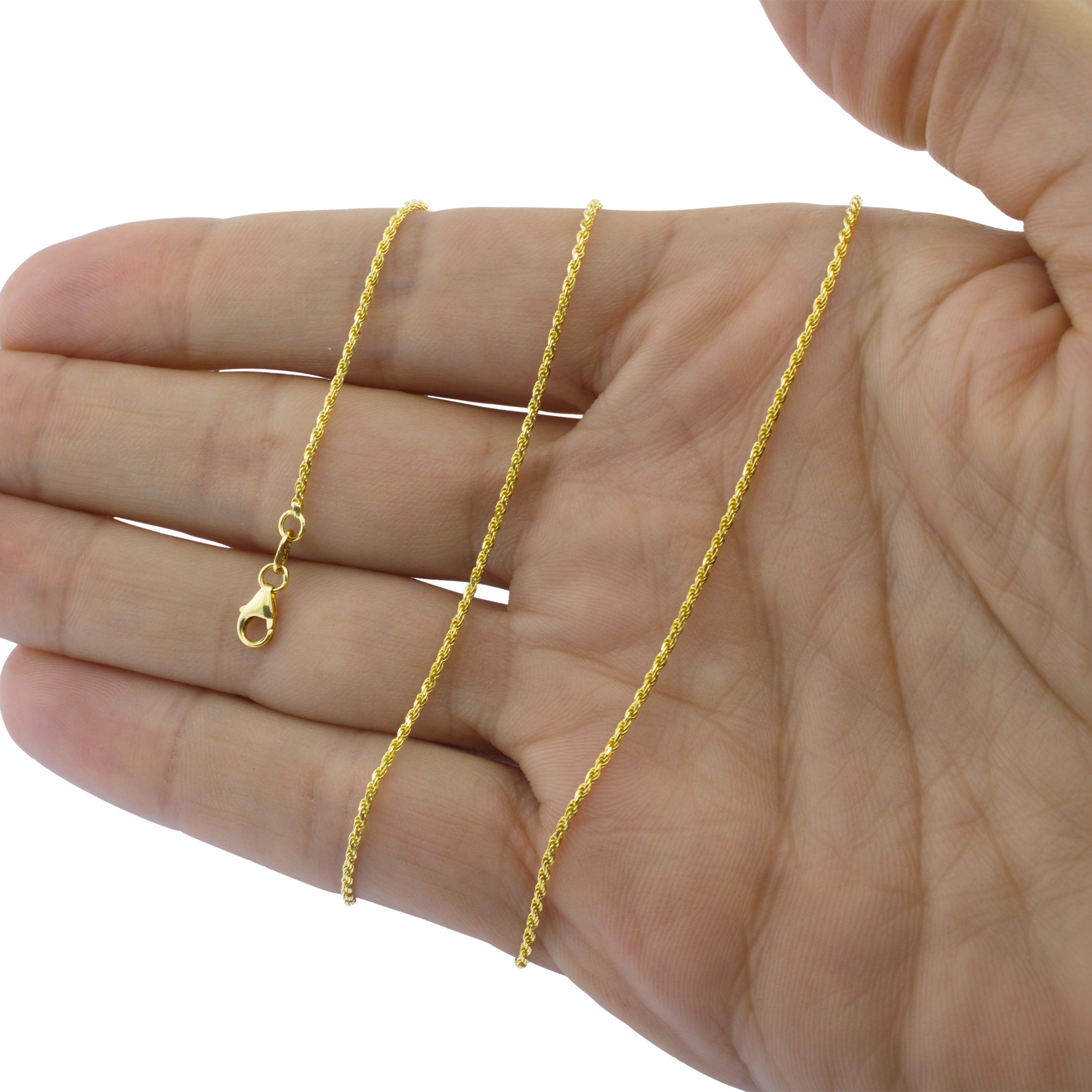 10K Yellow Gold 1mm 10mm Diamond Cut Solid Rope Chain Pendant Necklace