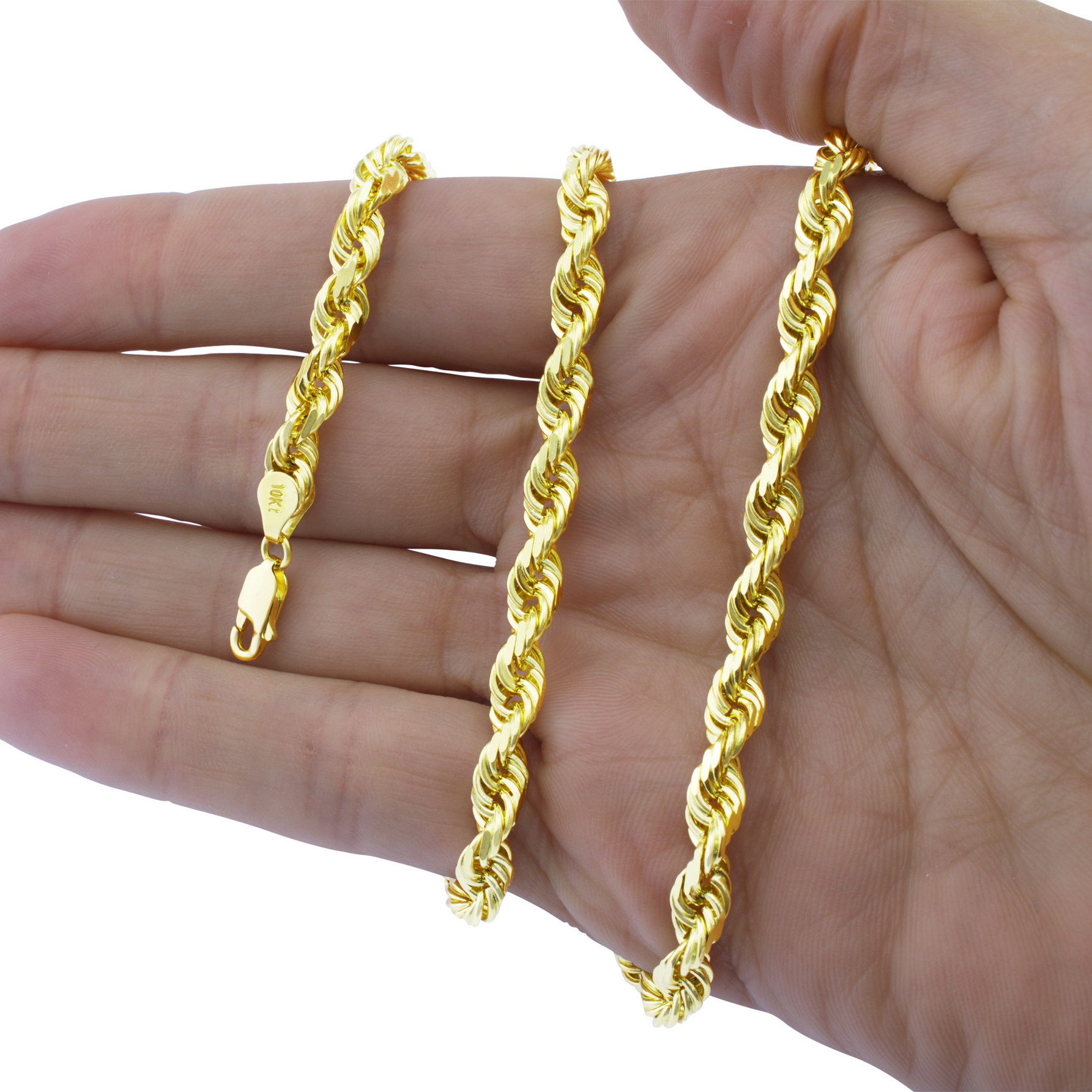 10K Yellow Gold Genuine 7 32 Rope Chain Necklace Bracelet Men Women 10K Yellow Gold Genuine 7 32 Rope Chain Necklace Bracelet Men Women
