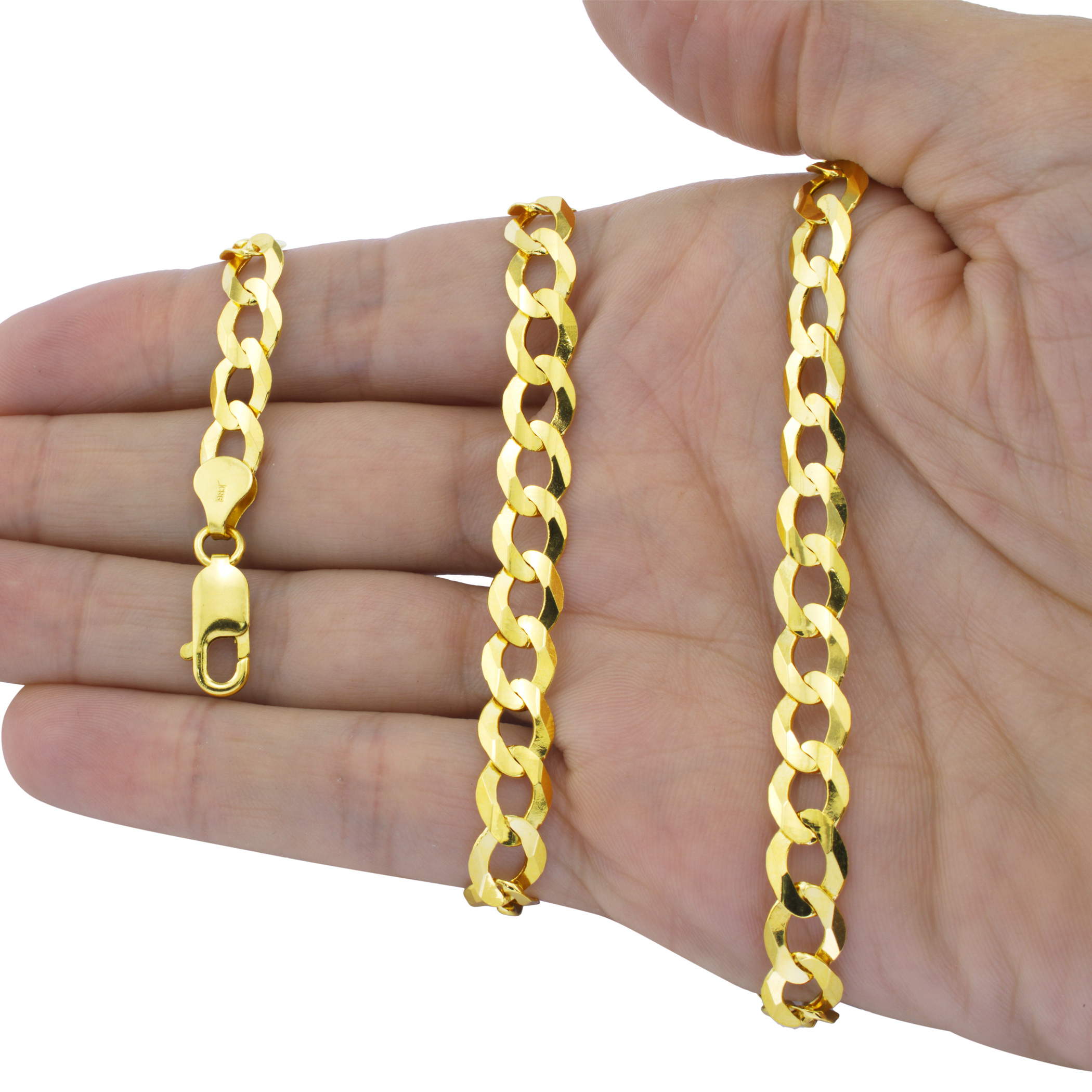 14K Yellow Gold Solid 1.5mm-12mm Cuban Curb Chain Link Pendant Necklace ...