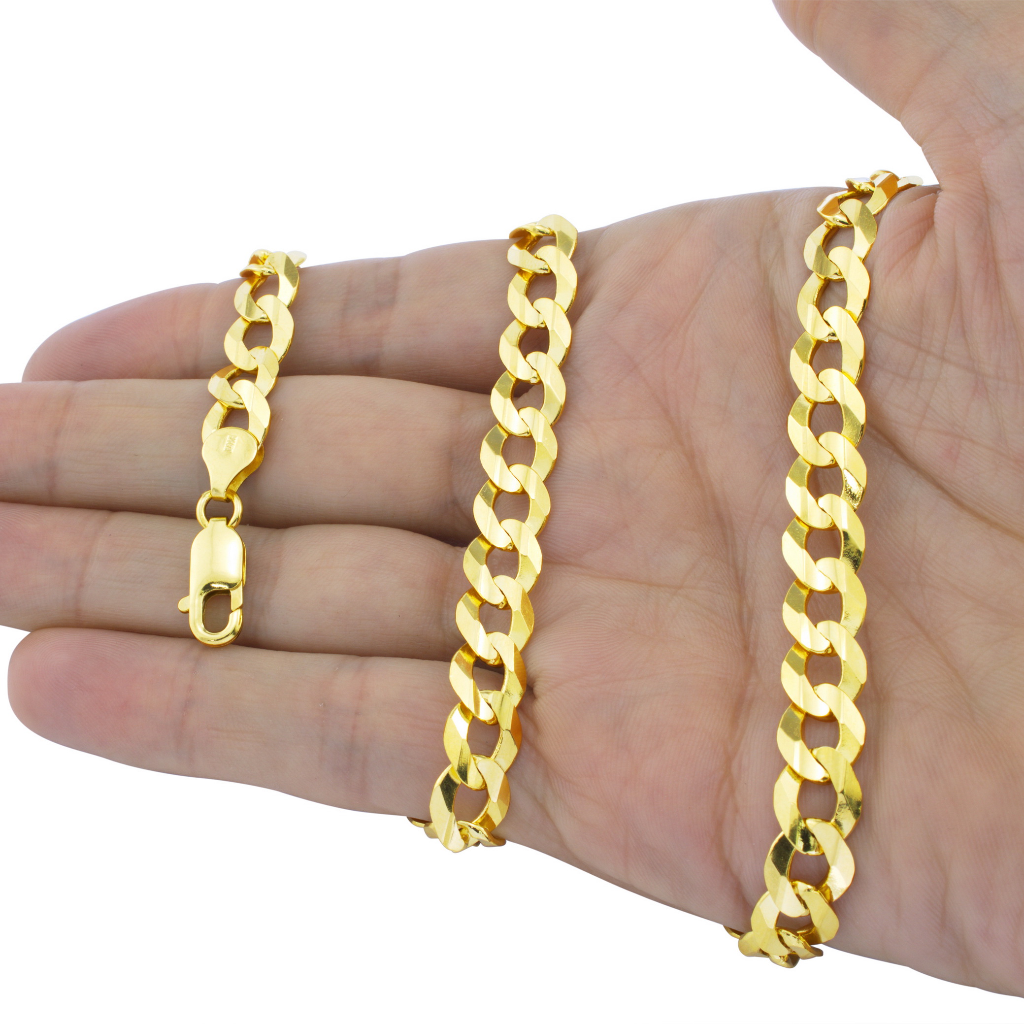 14K Yellow Gold Solid 1.5mm-12mm Cuban Curb Chain Link Pendant Necklace ...