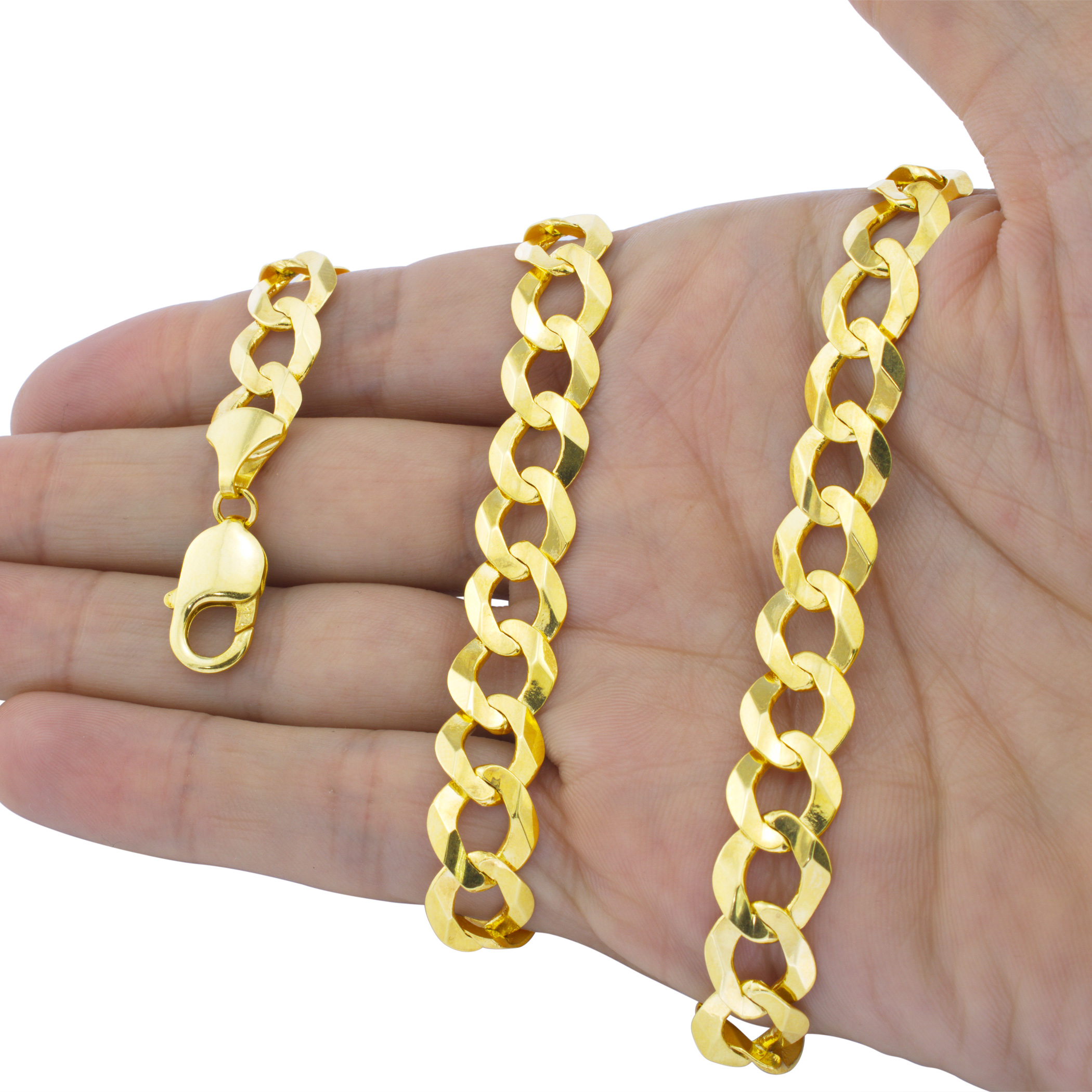 Solid 14K Yellow Gold 2.5mm-12mm Cuban Curb Chain Link Bracelet Men ...