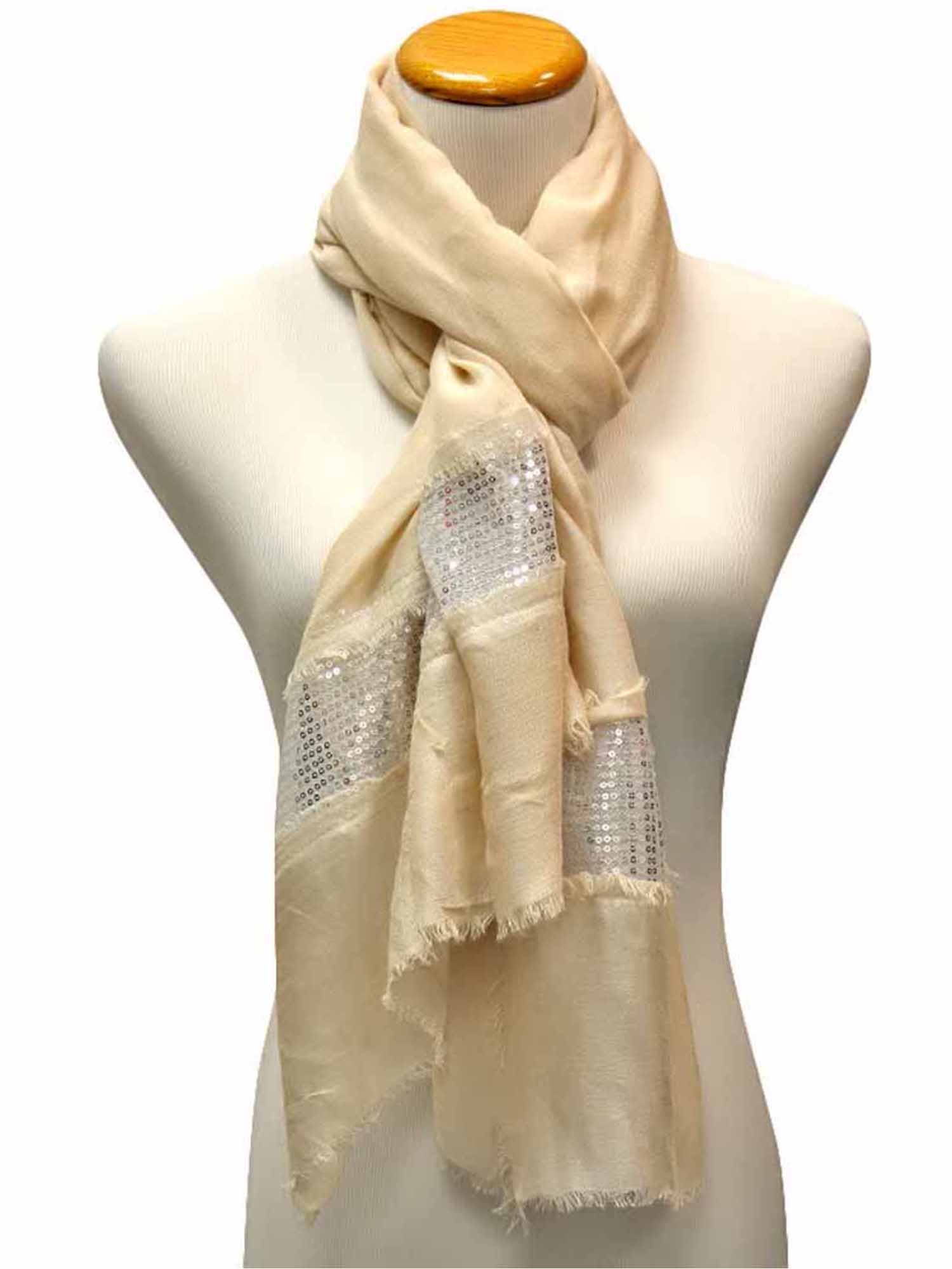 LIGHT SUMMER SCARF SHAWL WITH SILVER TRIM | eBay