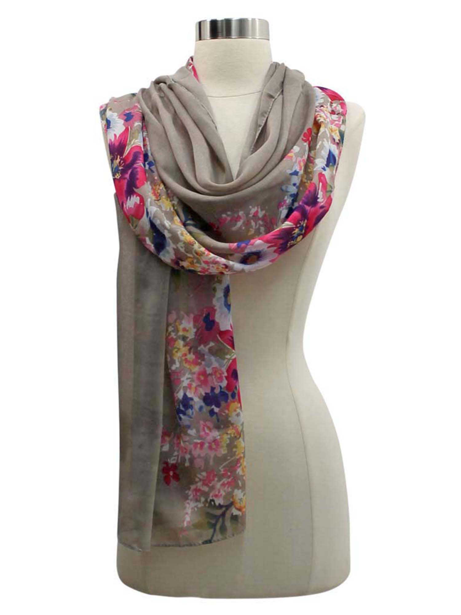BEIGE LIGHTWEIGHT SUMMER BLOSSOMS SCARF WRAP | eBay
