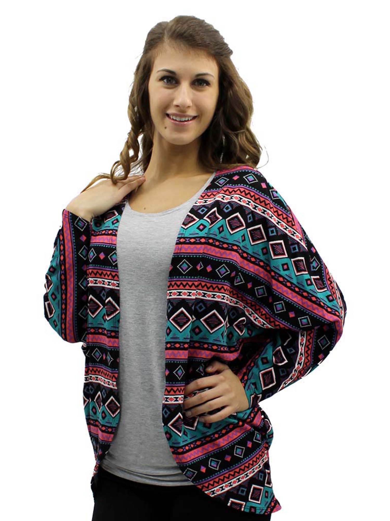 DRAPED FRONT MULTICOLOR BAT SLEEVE SHRUG JACKET | eBay