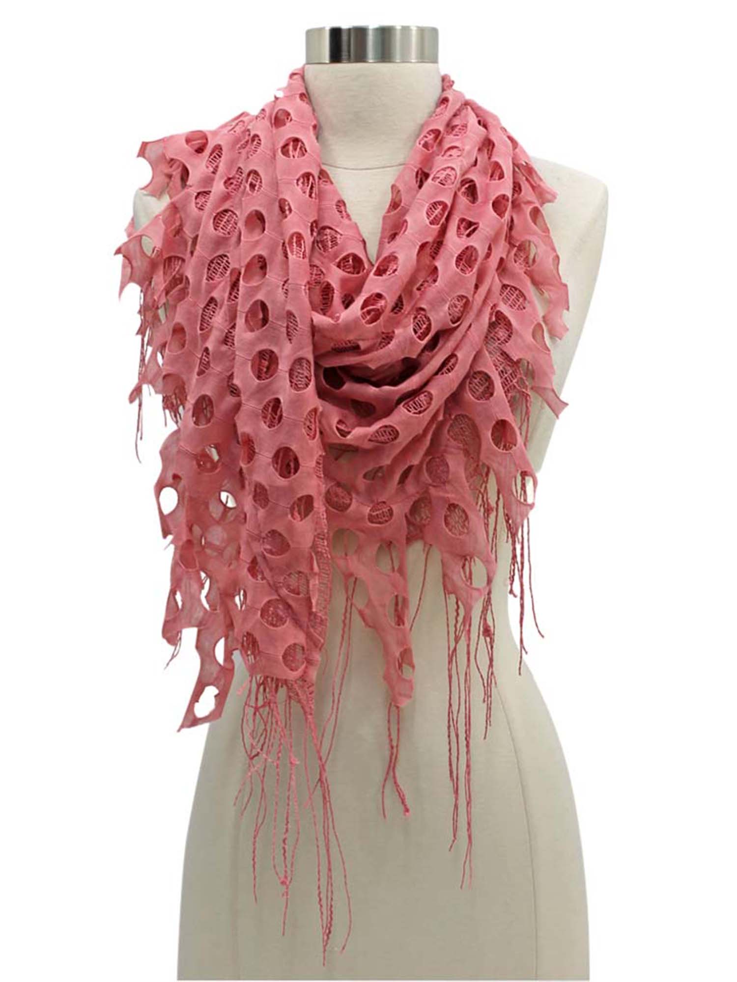 OPEN KNIT LACE NET FRINGED SHAWL SCARF WRAP | eBay