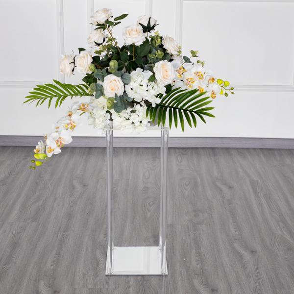 Clear Crystal Rectangular Stand Flower Vase Column Wedding Home ...