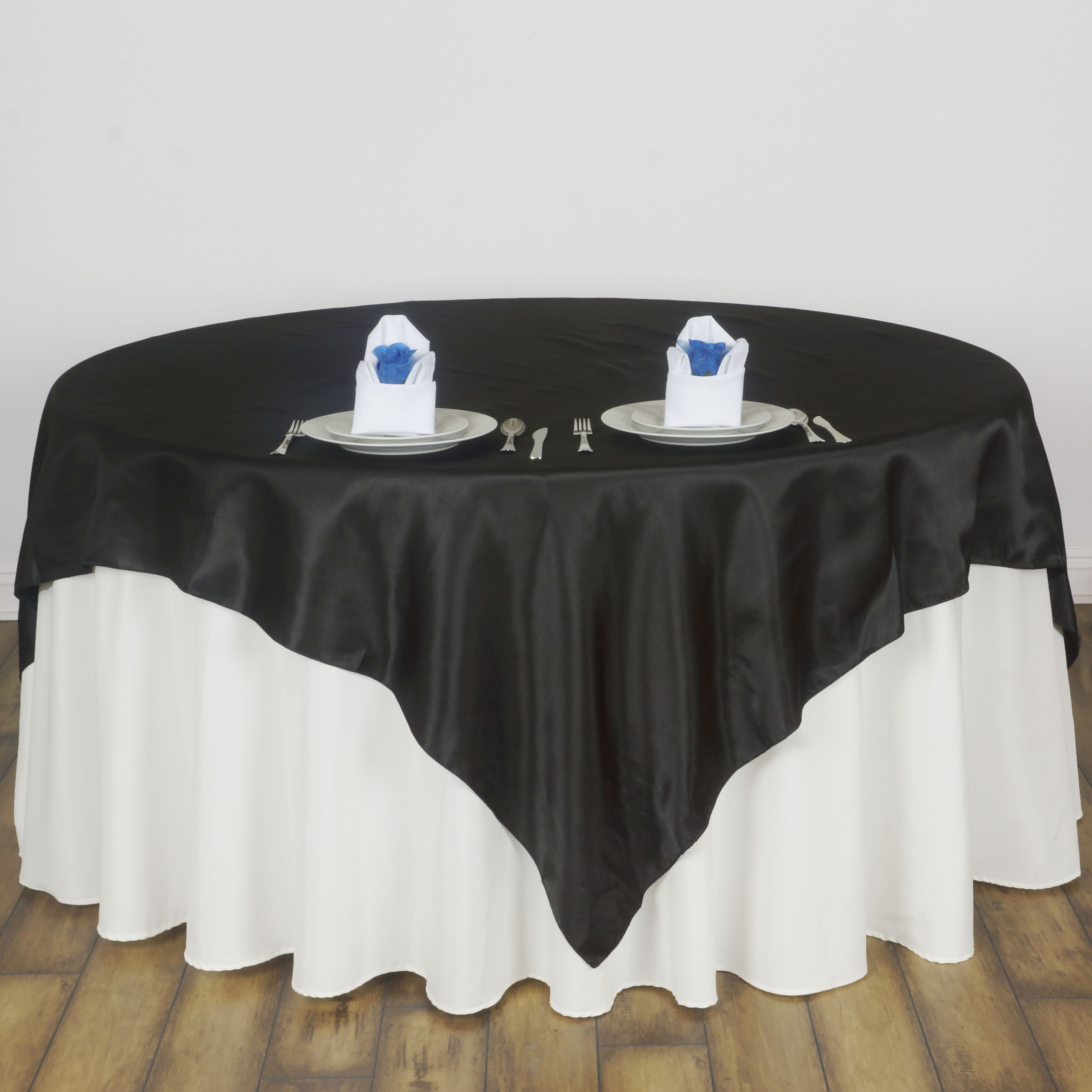 72x72" Square SATIN Table Overlays Wedding Party Linens for 6 feet tables