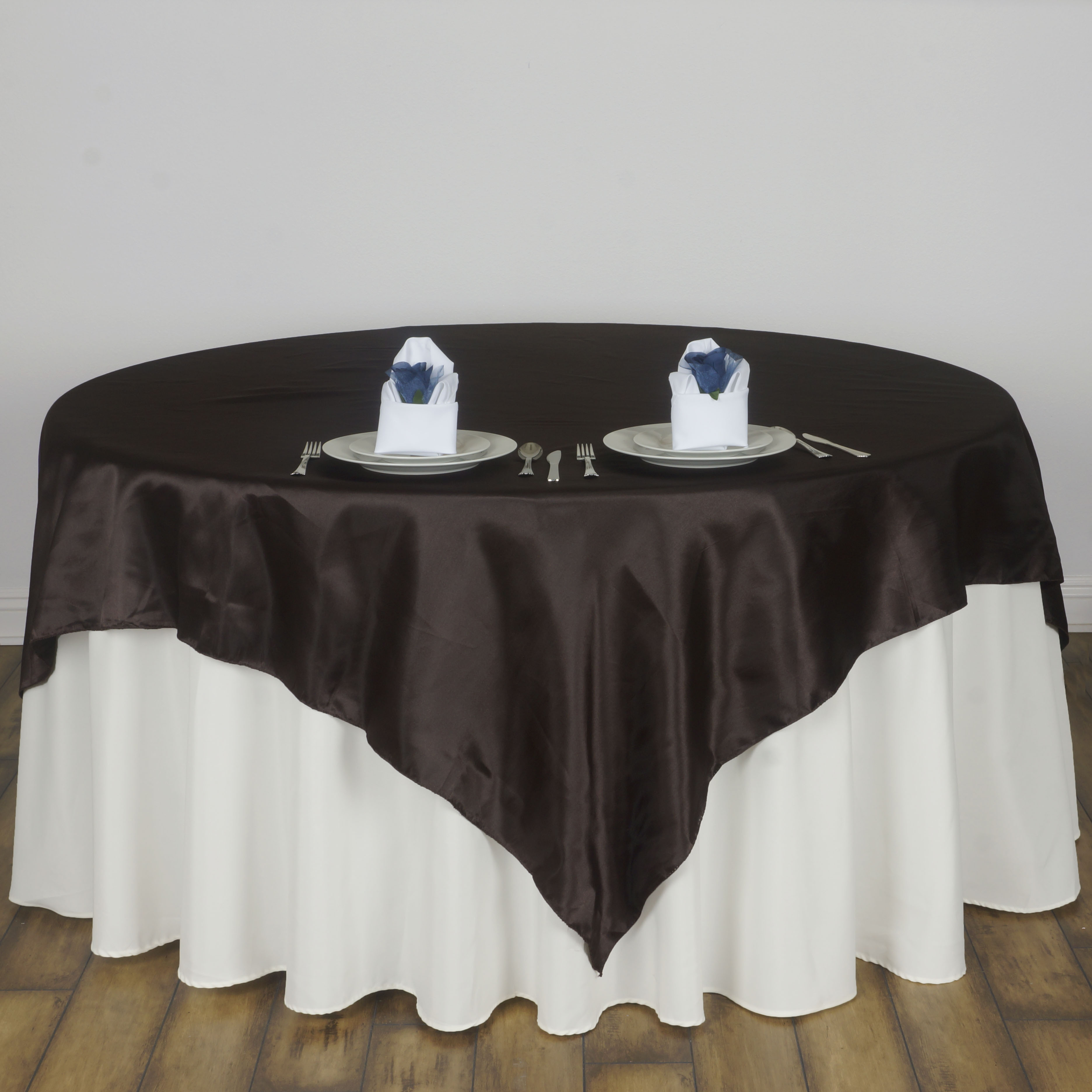 72x72" Square SATIN Table Overlays Wedding Party Linens for 6 feet tables
