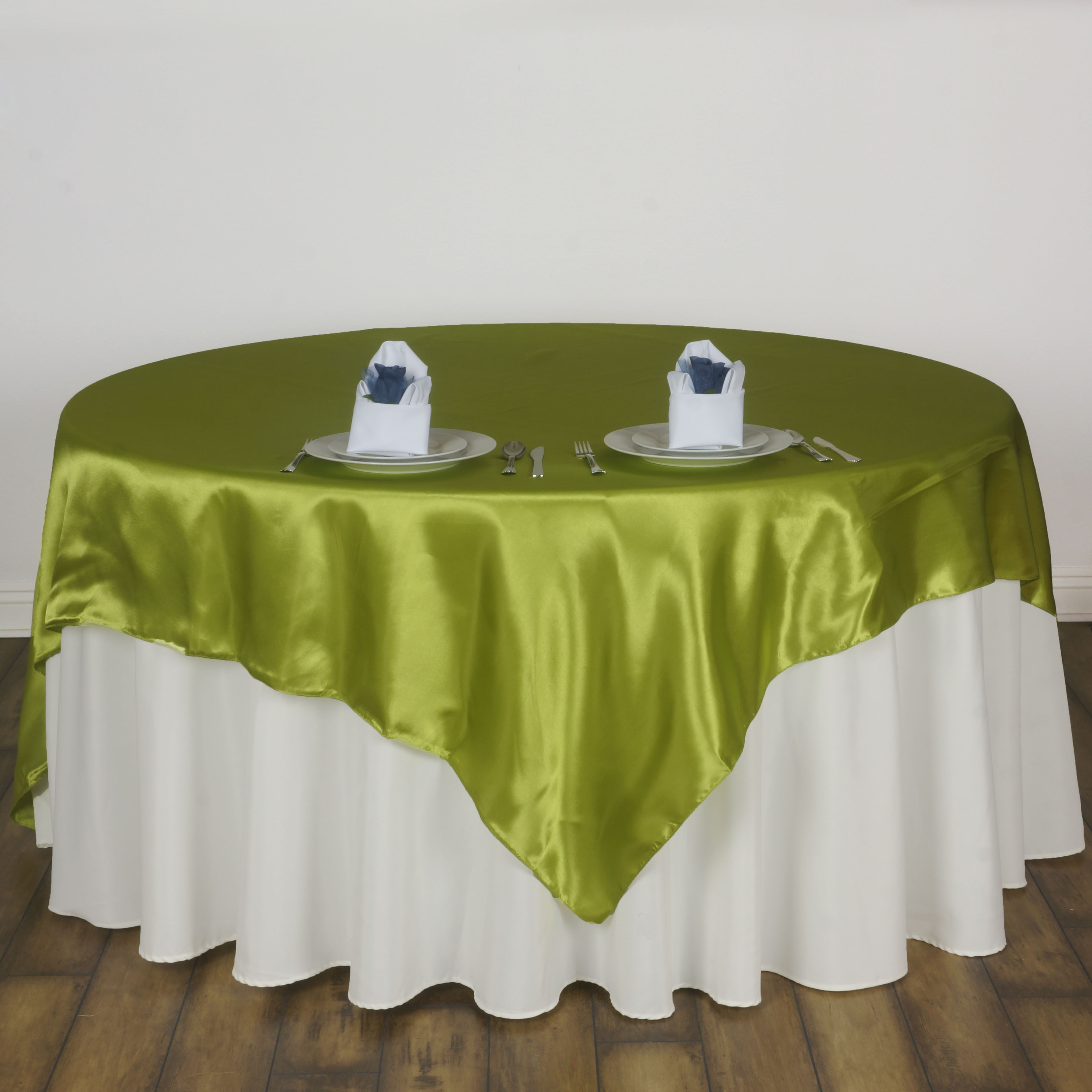 72x72" Square SATIN Table Overlays Wedding Party Linens for 6 feet tables