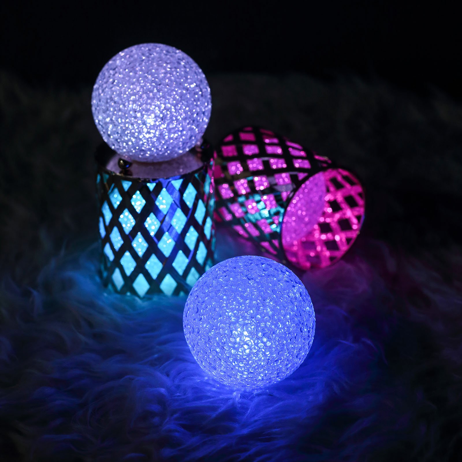 4 PCS 3 INCH Wide Assorted LED Balls Battery Operated Orbs Lights
