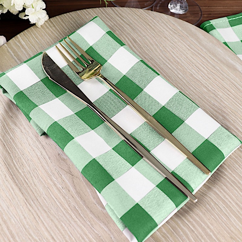 15" CHECKERED Gingham Polyester NAPKINS Wedding Party Kitchen Catering ...