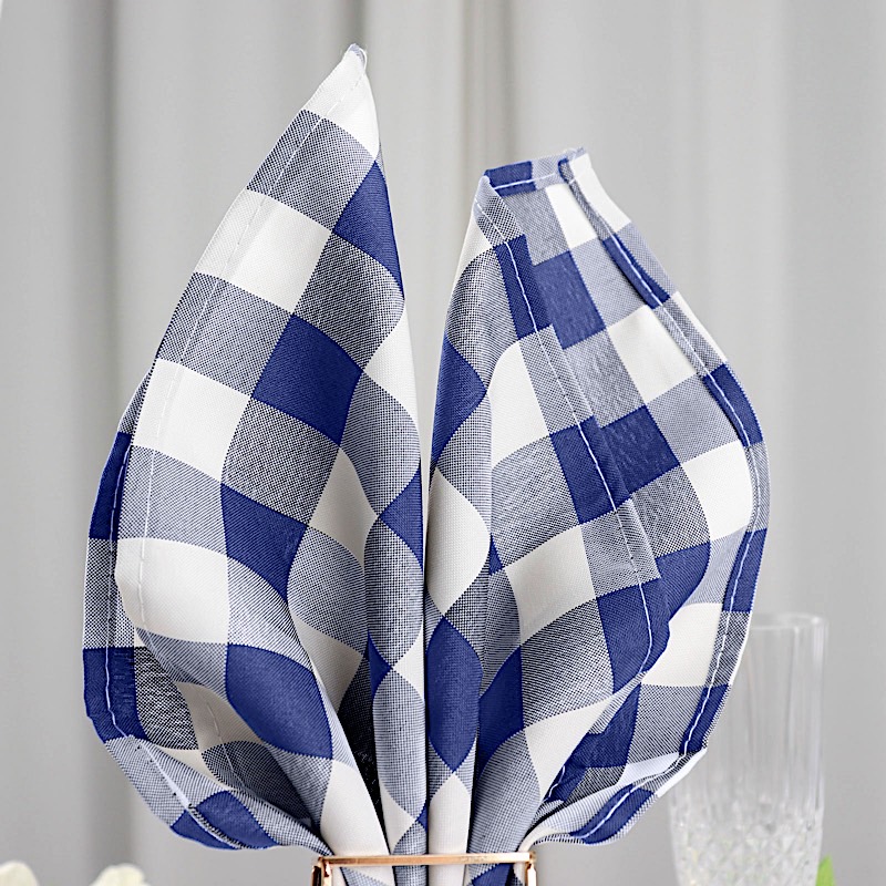 15" CHECKERED Gingham Polyester NAPKINS Wedding Party Kitchen Catering ...