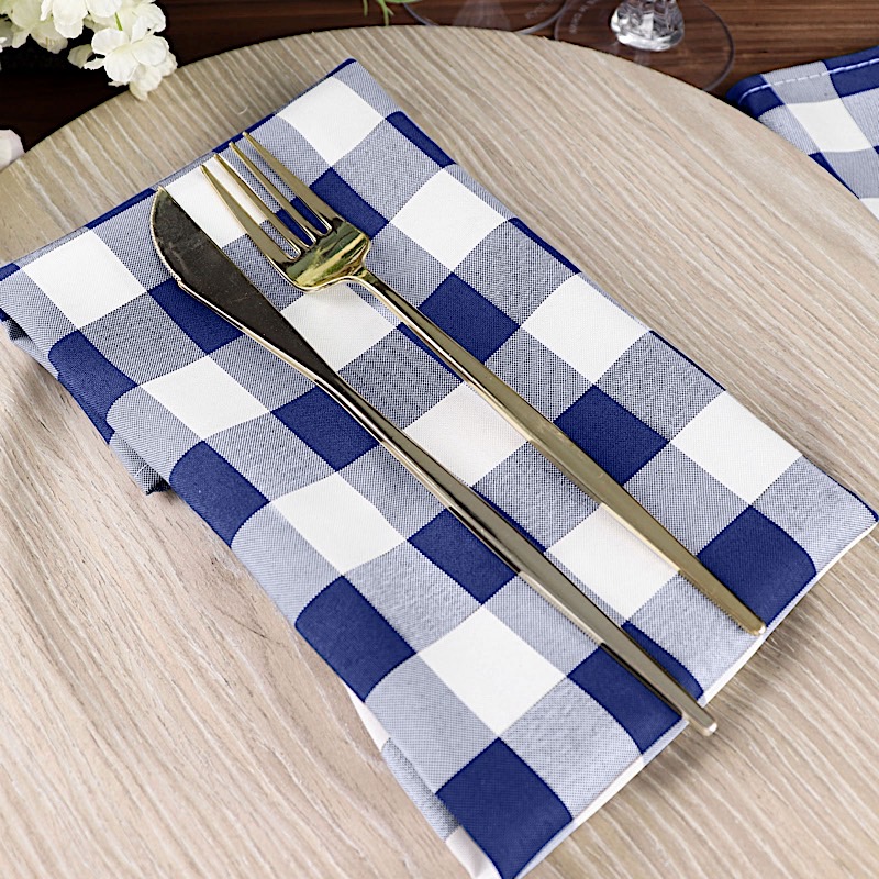 15" CHECKERED Gingham Polyester NAPKINS Wedding Party Kitchen Catering ...