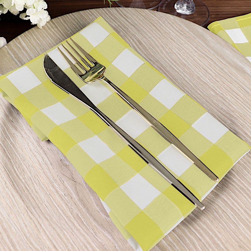 15" CHECKERED Gingham Polyester NAPKINS Wedding Party Kitchen Catering ...