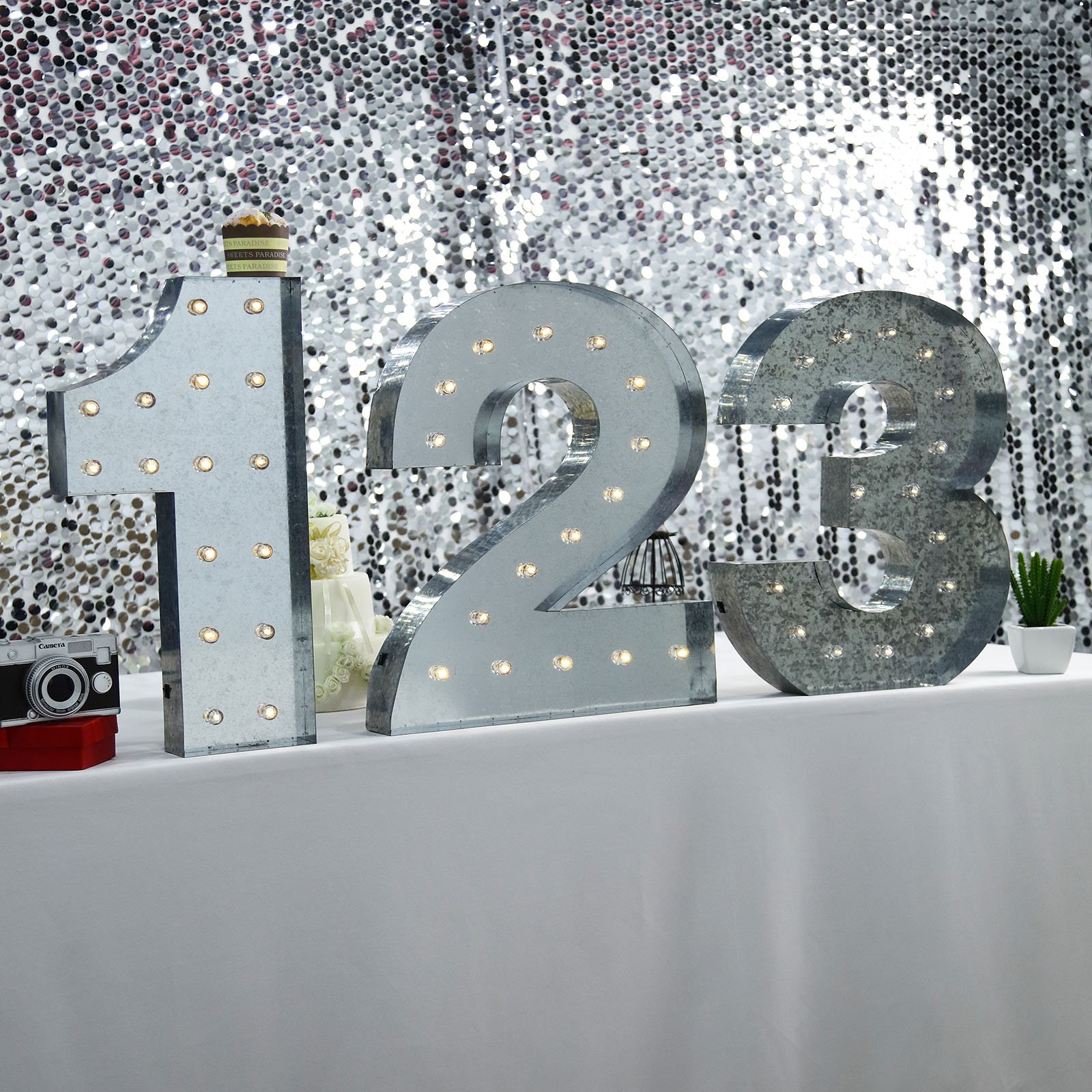 20" tall Silver Marquee Warm White LED Lighted Sign Wedding Party ...