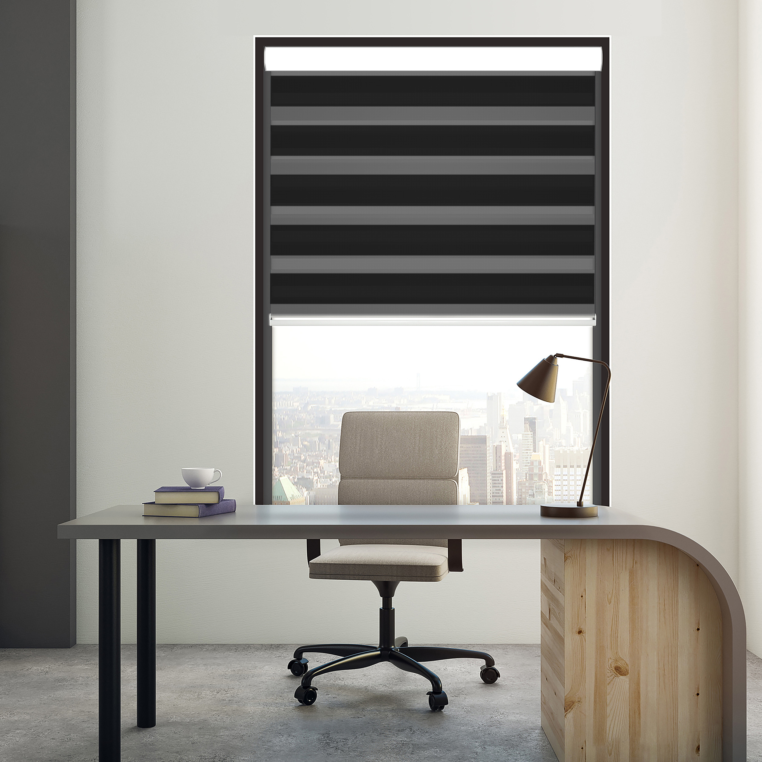 Cordless Light Filtering + Privacy Dual Layer Window Blinds 20" to 72"W ...