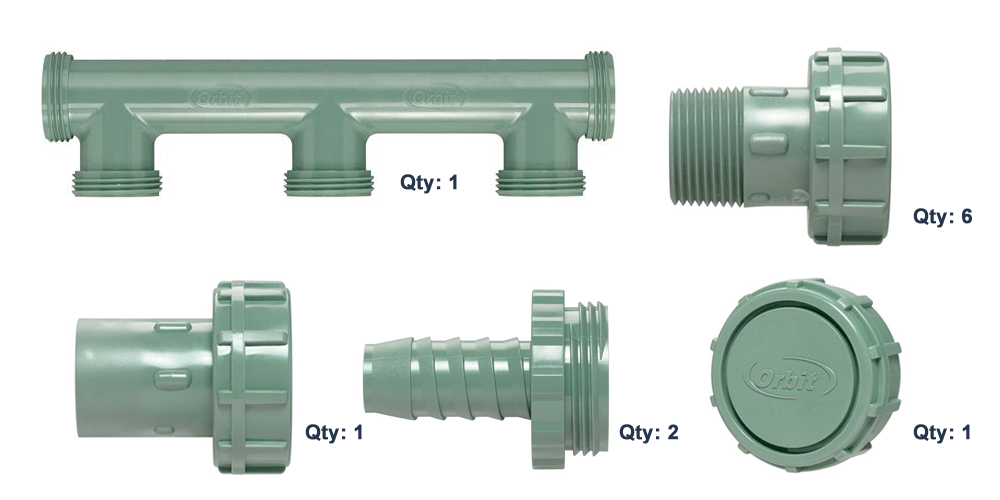 Orbit 3/4" Poly Pipe Irrigation 3-port Valve Manifold Bundle Systems ...